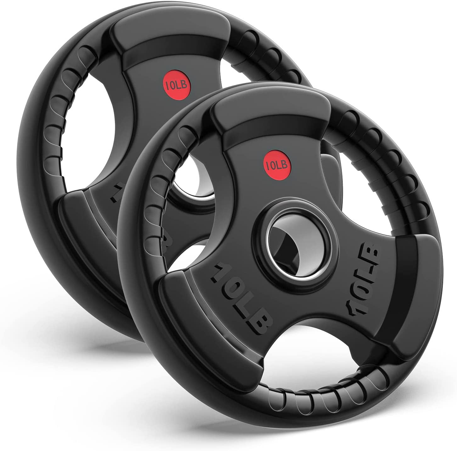 Olympic Weight Plates Set, Rubber-Coated for Quiet Training, Durable ...