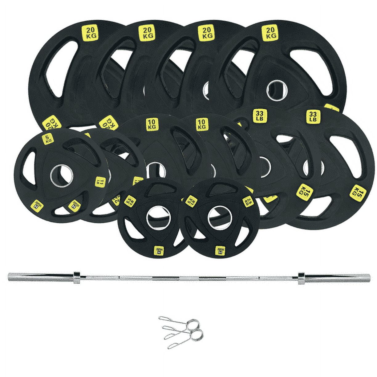 Olympic Weight Plates Set with 6 ft Barbell - 2 x 5.5 lb, 2 x 11 lb, 2 ...