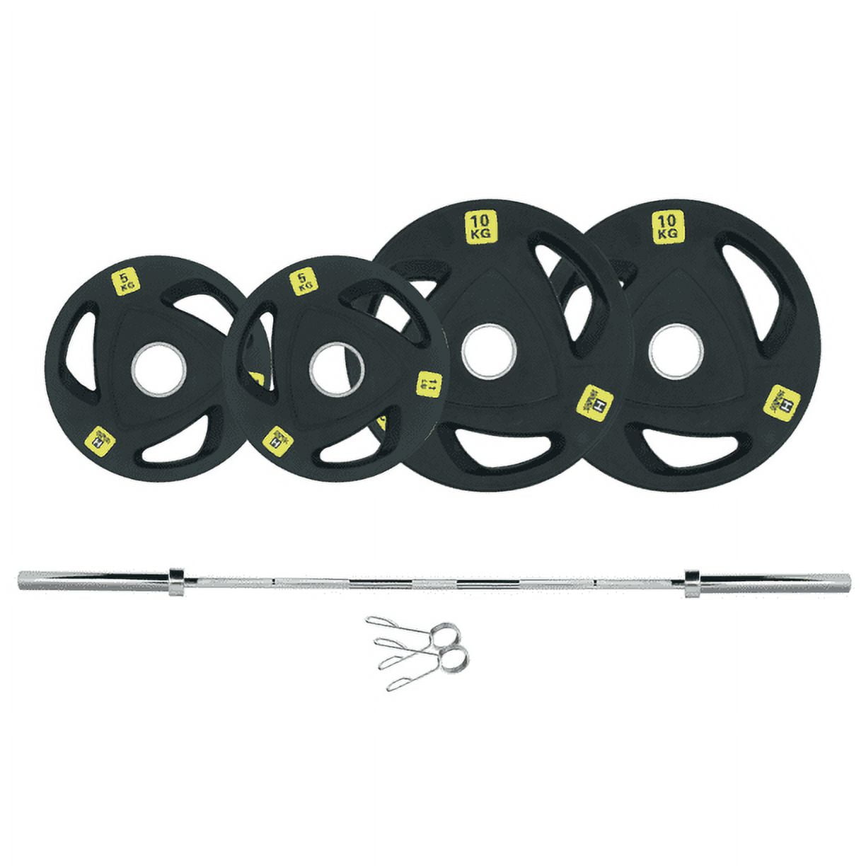 Olympic Weight Plates Set with 6 ft Barbell - Pairs of 11 lbs, 22 lbs ...
