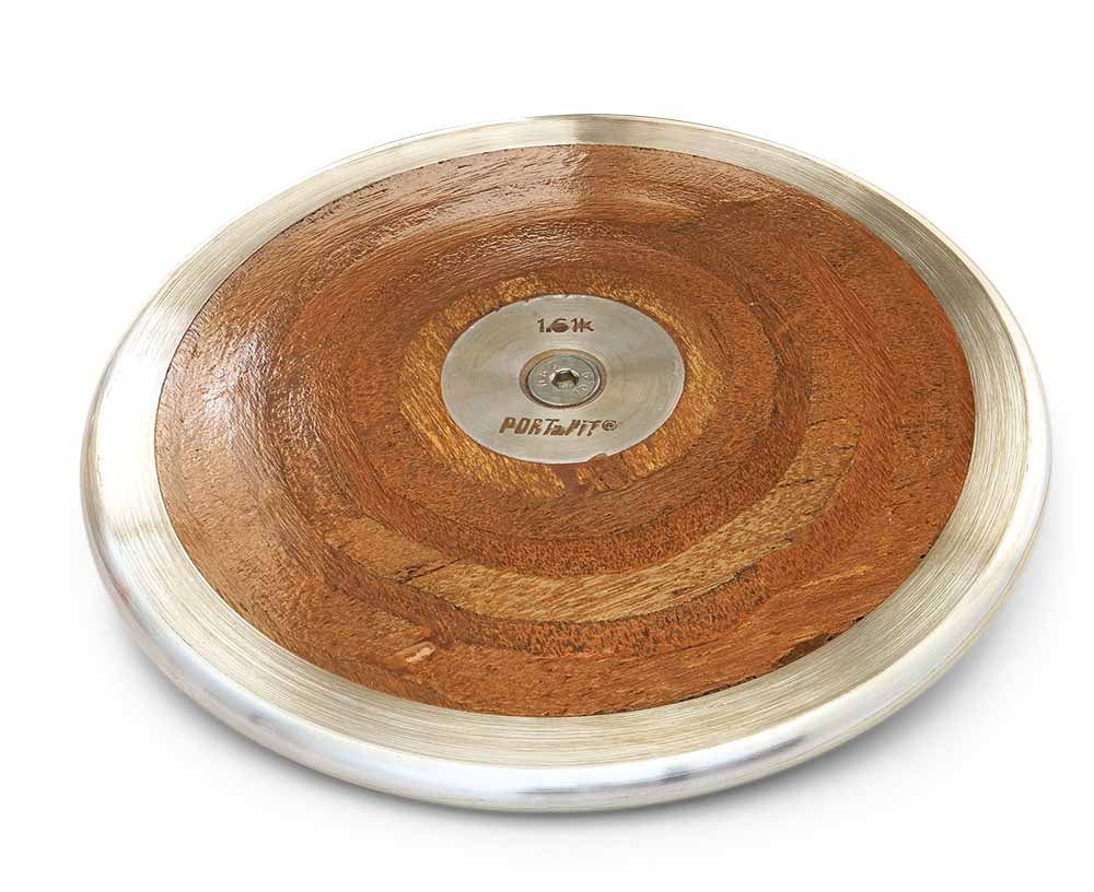 Port A Pit Olympic Wood Discus, 1.6K, Economy Wood with Steel Rim, 60 ...