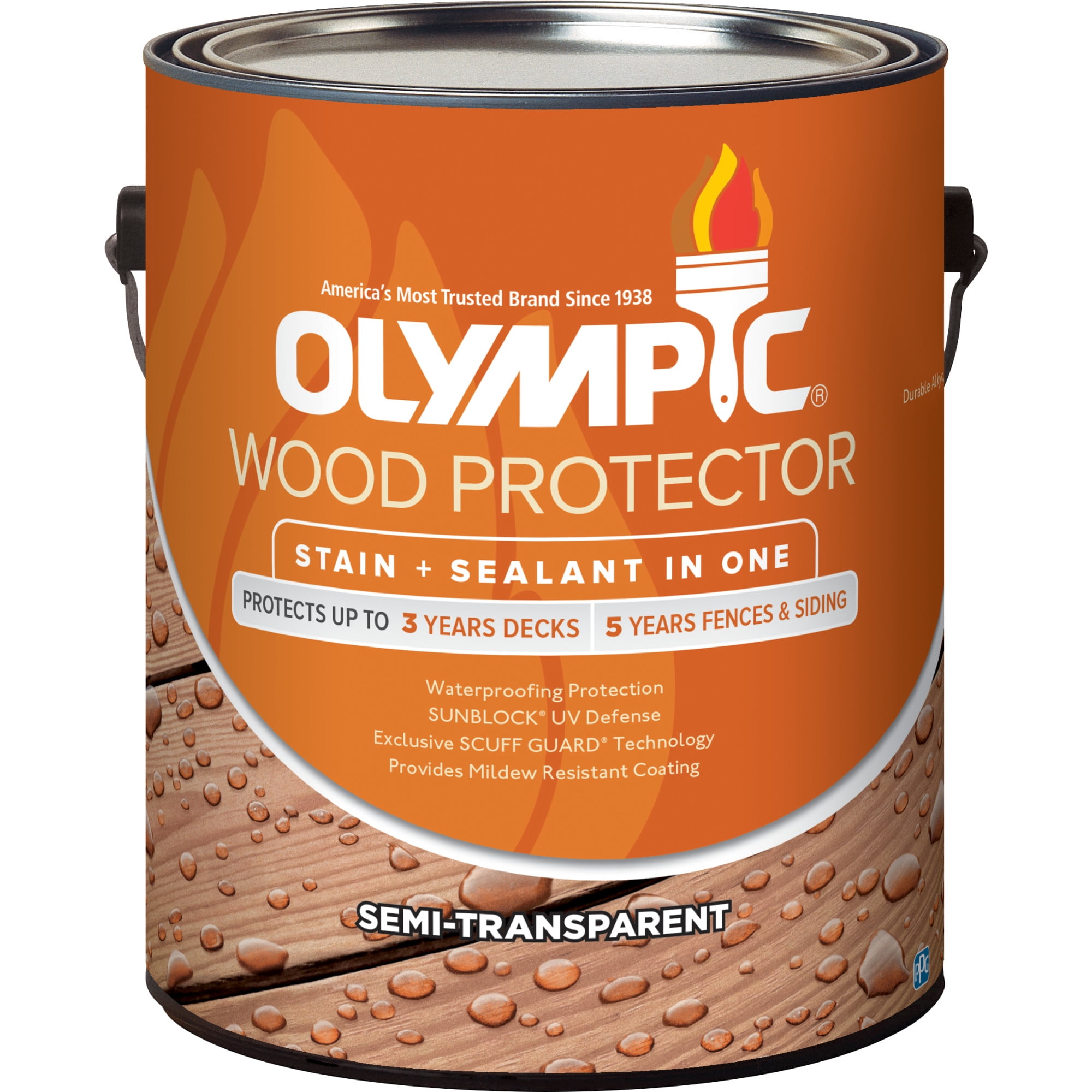 Olympic Wood Protector 1 Gallon Cedar Semi-Transparent Exterior Stain ...
