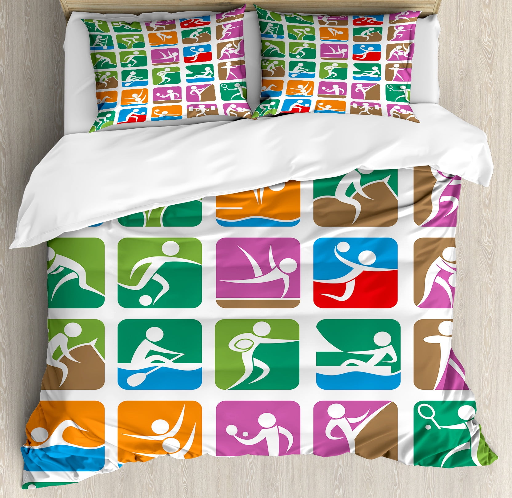 Olympics Duvet Cover Set, Pictograms of the Summer Sports Sailing ...