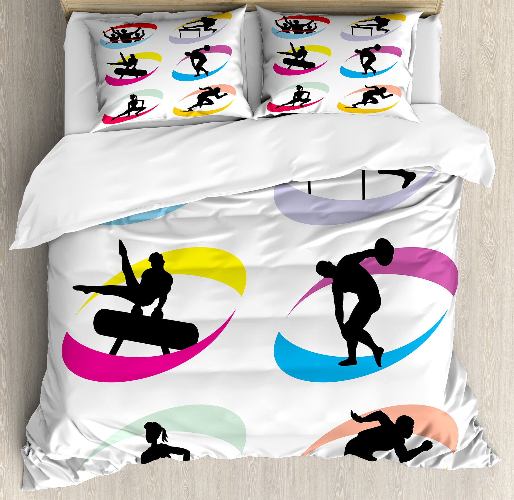Olympics Duvet Cover Set, Silhouette of Sport and Competition Games ...