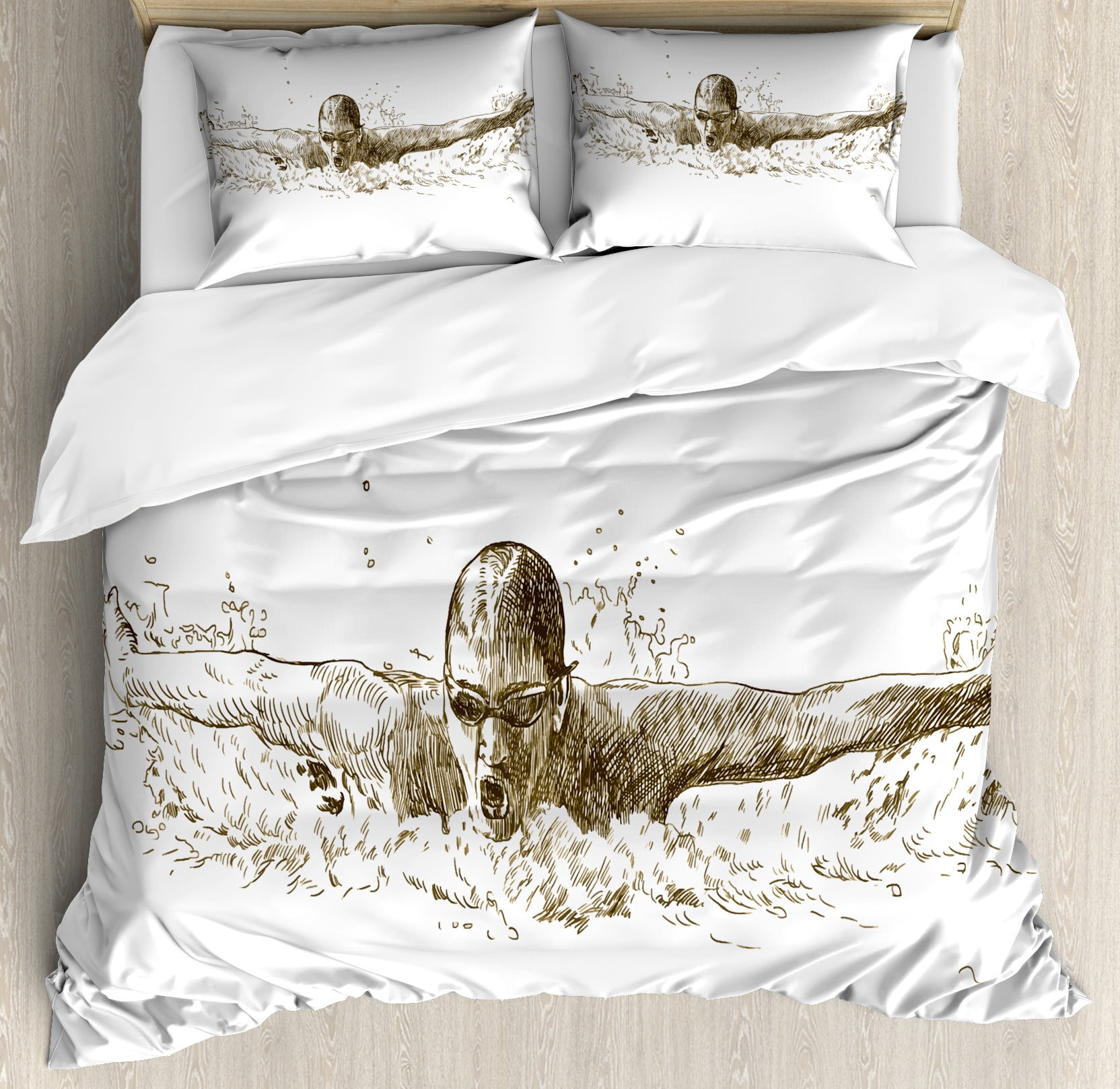 Olympics Duvet Cover Sets, Swimmer Swimming Butterfly Style Competition ...