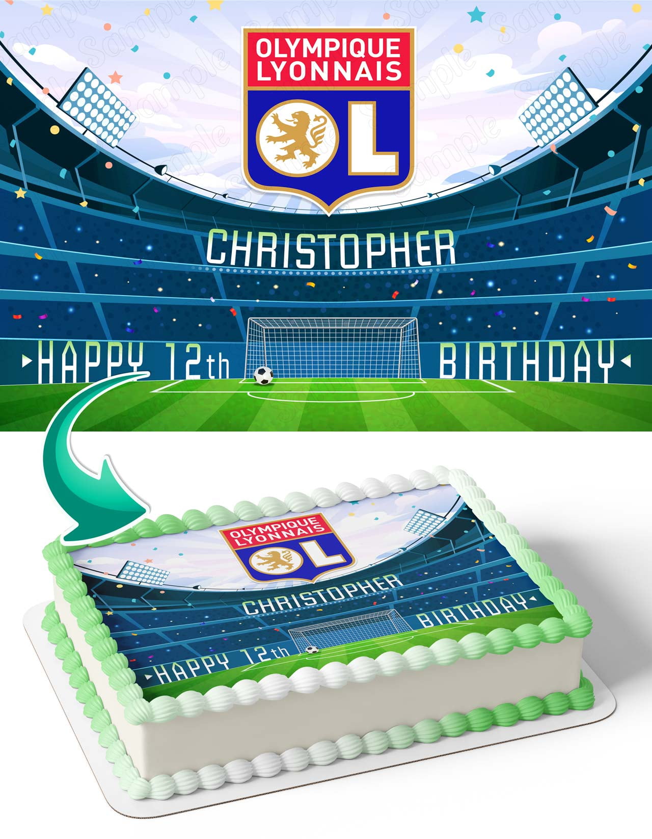Olympique Lyonnais Edible Cake Image Topper Birthday Cake Picture Photo ...