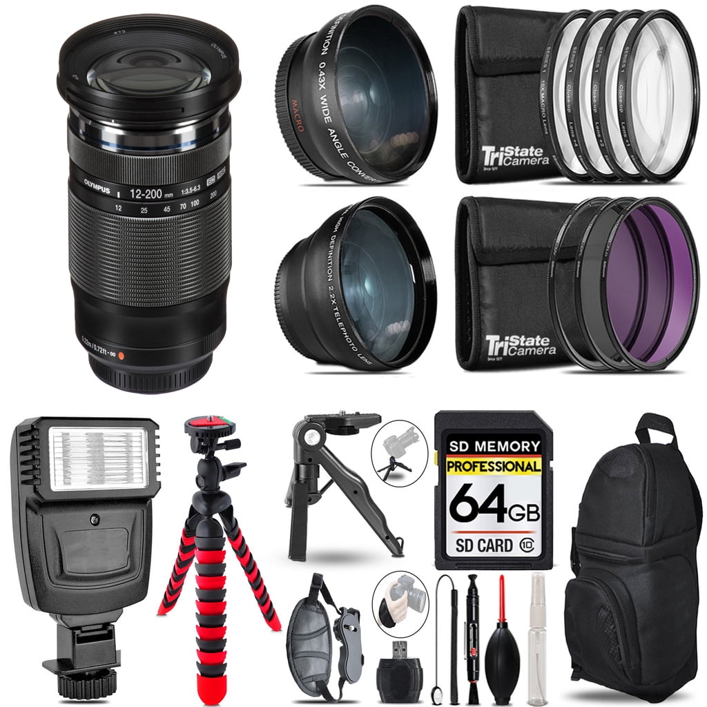 Olympus M.Zuiko Digital ED 12-200mm f/3.5-6.3 Lens +3 Lens Kit + Slave ...