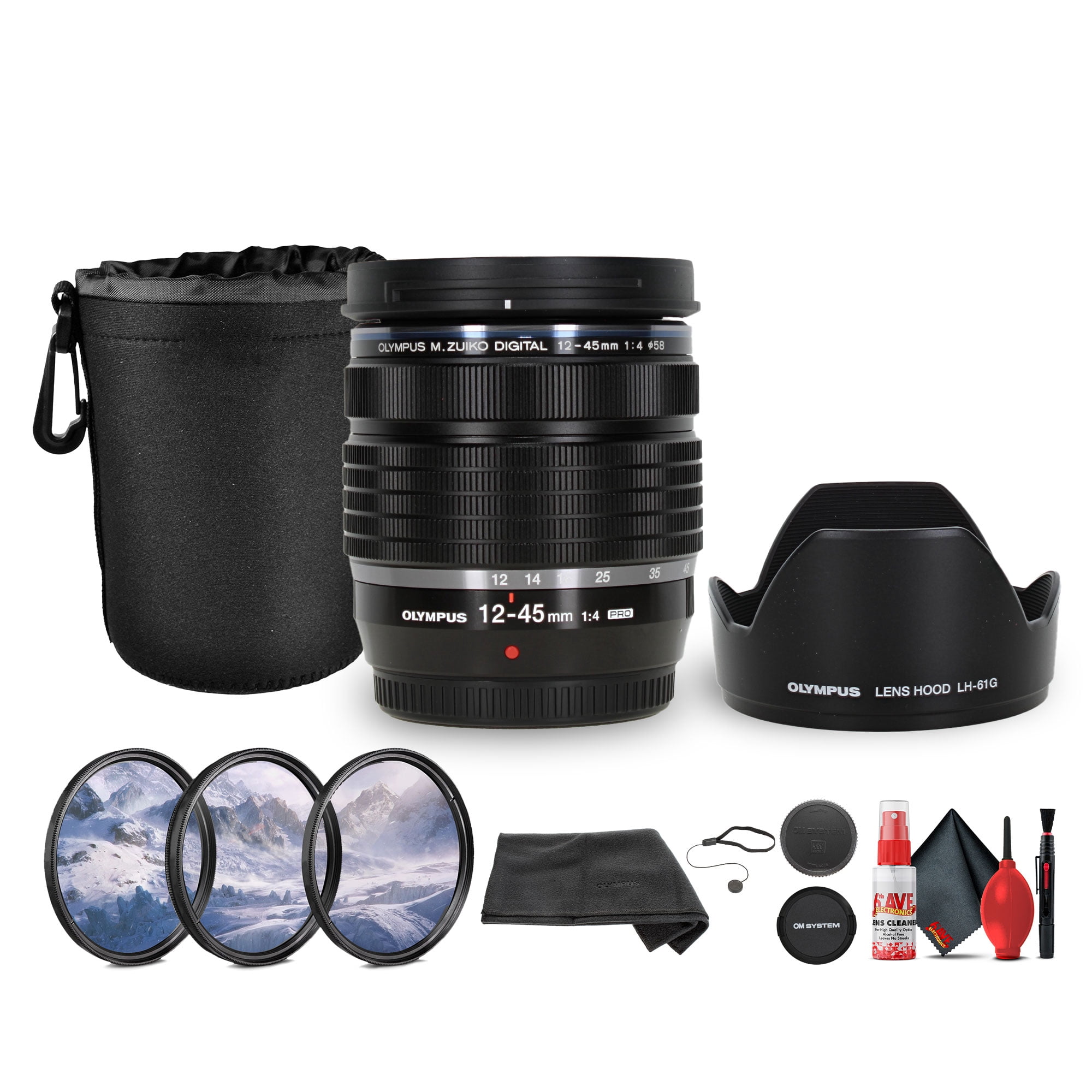 Olympus M.Zuiko Digital ED 12-45mm f/4 PRO Lens (V314090BU000) Bundle ...