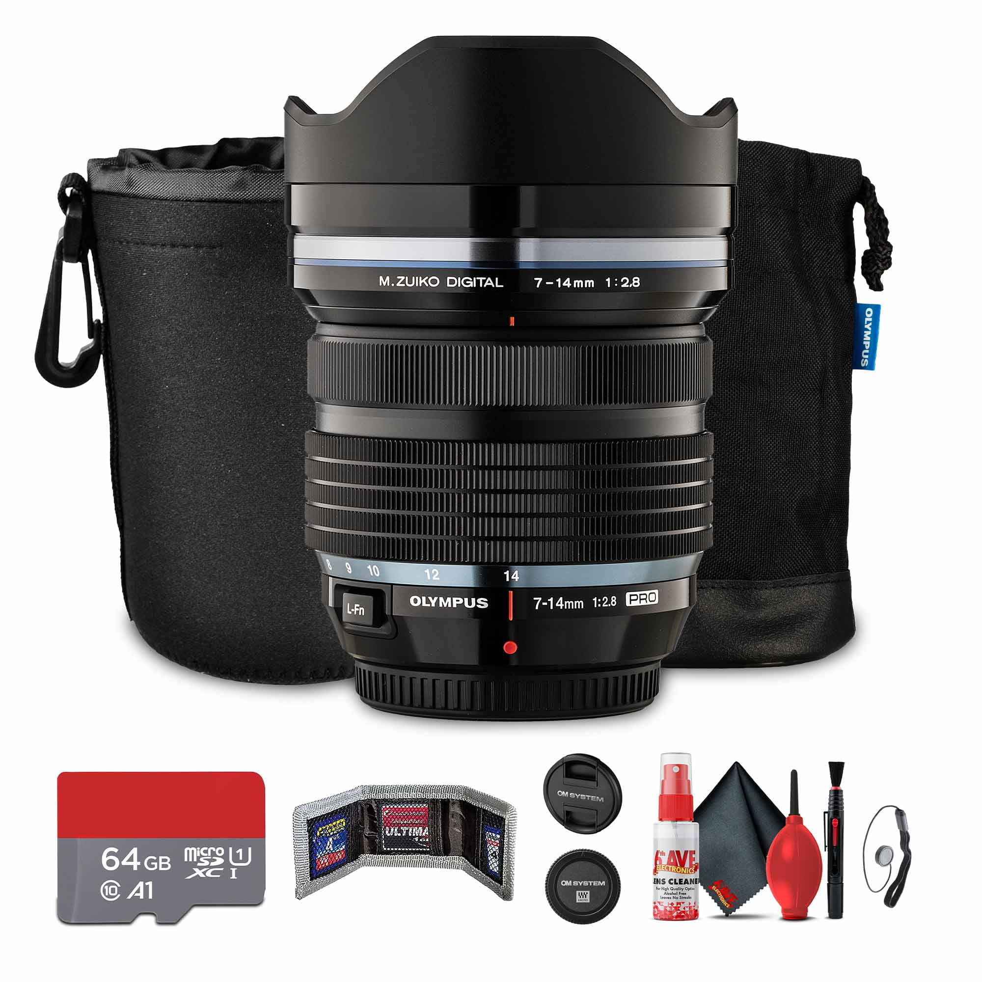 Olympus M.Zuiko Digital ED 7-14mm f/2.8 Pro Lens (V313020BU000) Bundle Including: 64 GB Memory ...