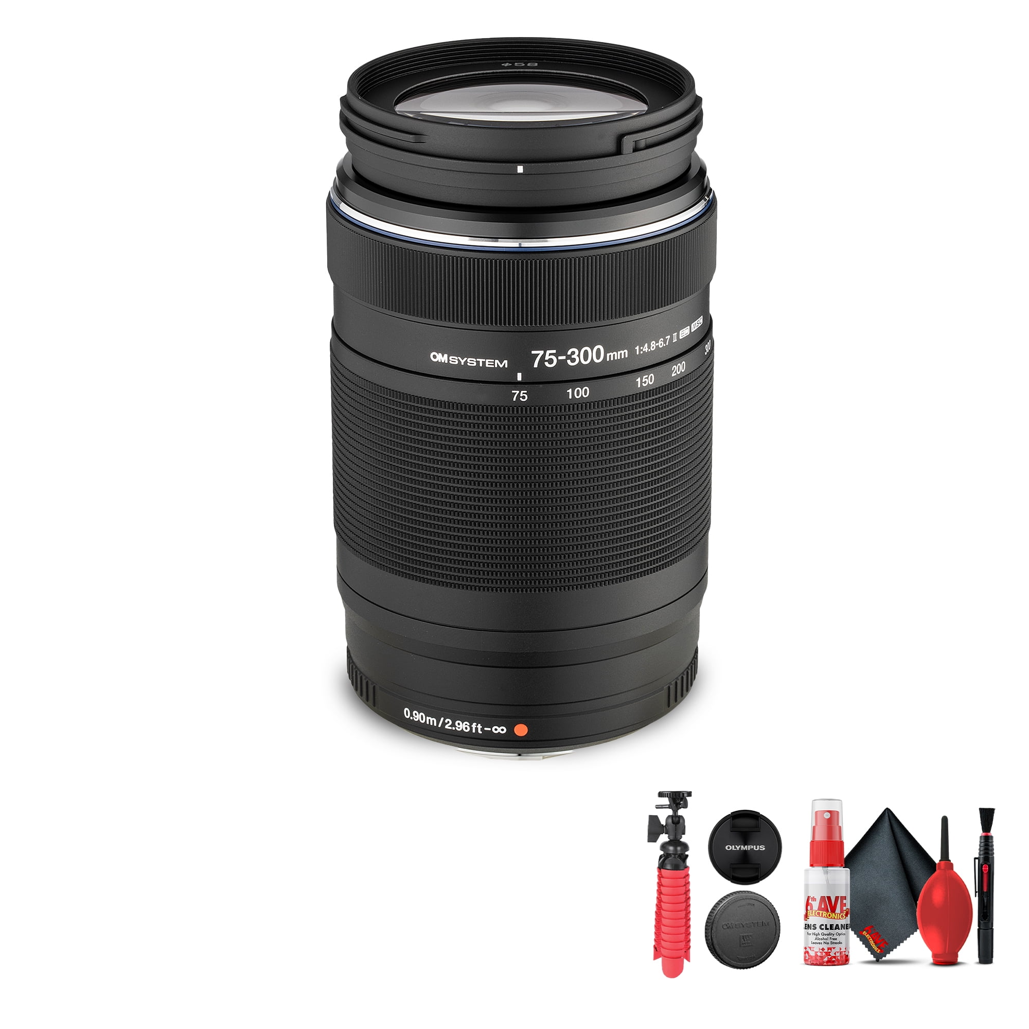 Olympus M.Zuiko Digital ED 75-300mm f/4.8-6.7 II Lens (V315040BU000) Bundle Including: 3 Piece ...