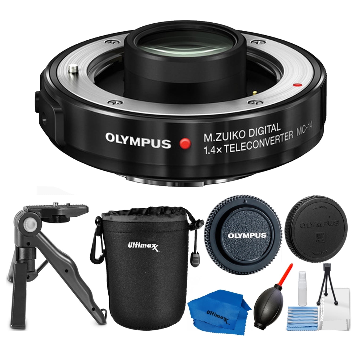 Olympus MC-14 1.4X Teleconverter with Bundle Includes: Tabletop Psitol Grip Tripod, Lens Pouch ...