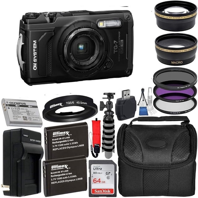 Olympus OM SYSTEM TG-7 Digital Camera, 12MP, 4x Zoom, 4K Video, Wi-Fi ...