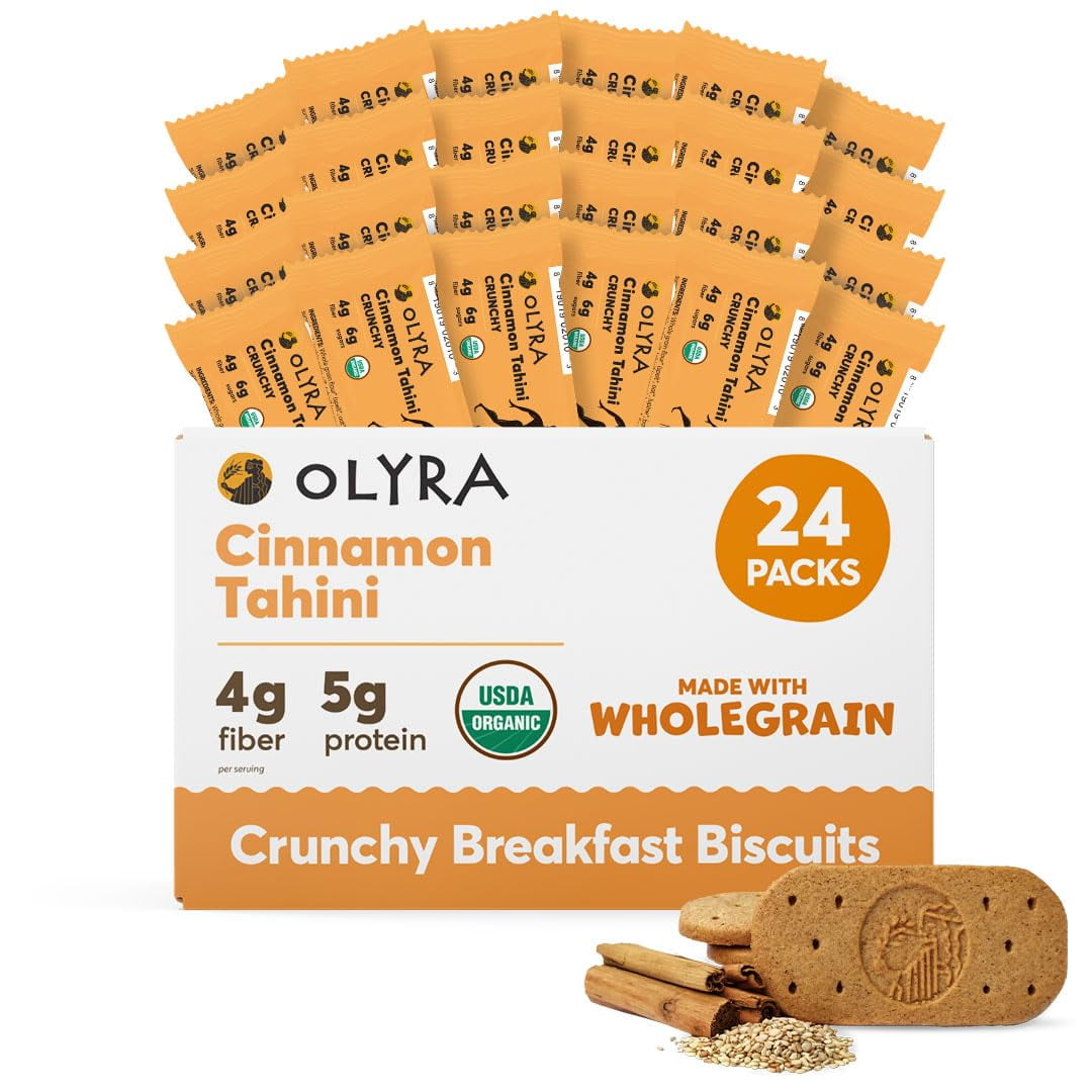 Olyra Breakfast Biscuits SCH4 Cinnamon Tahini, Kids Healthy Snacks, Low Sugar, High Fiber, Plant ...