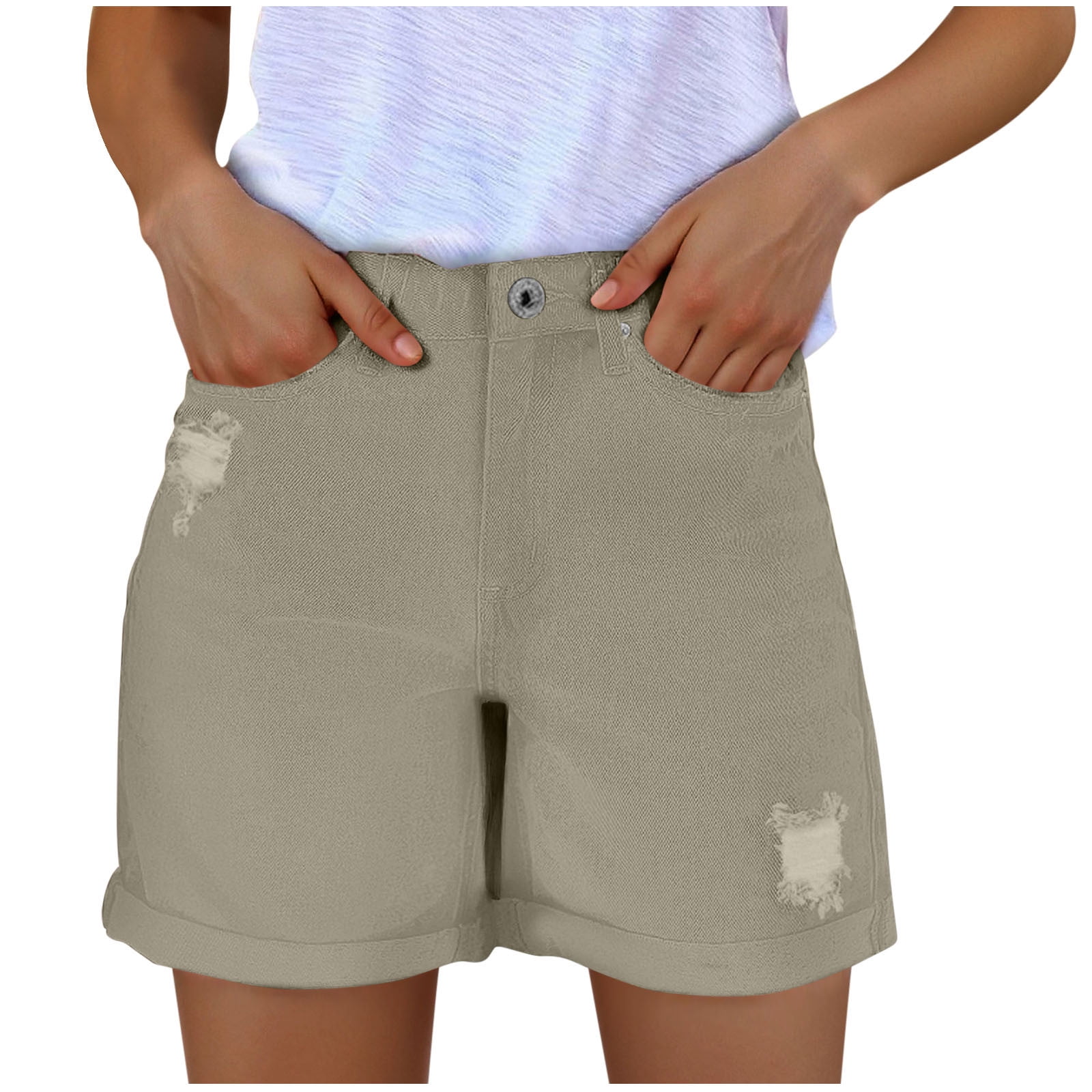 Olyvenn 2025 Jean Shorts for Women Casual Stretchy Denim Summer Hot ...