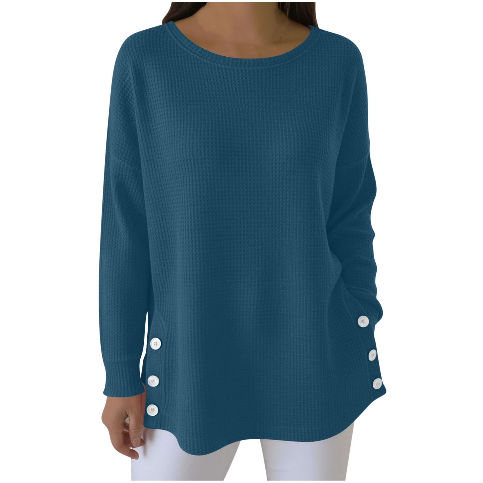 Olyvenn 2026 Spring Summer Waffle Sweaters for Women Long Sleeve ...