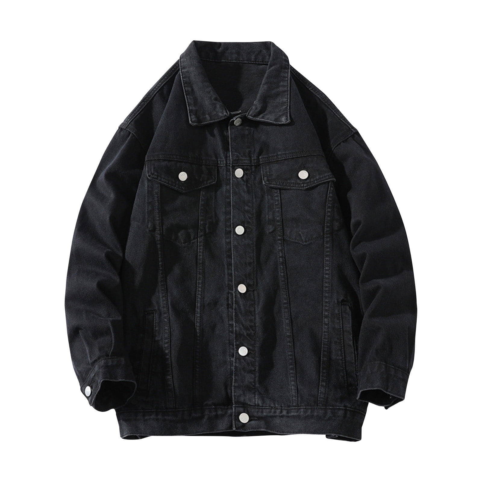 Olyvenn Big and Tall Jean Jackets for Men Long Sleeve Button Down Denim ...