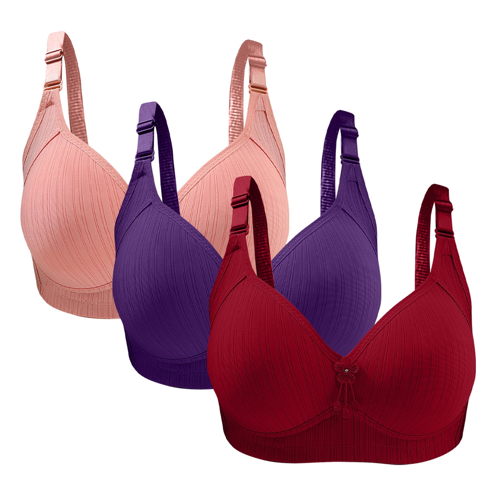 Olyvenn Trendy 3 Pack Bras for Women Lightly Padded Wirefree Everyday ...