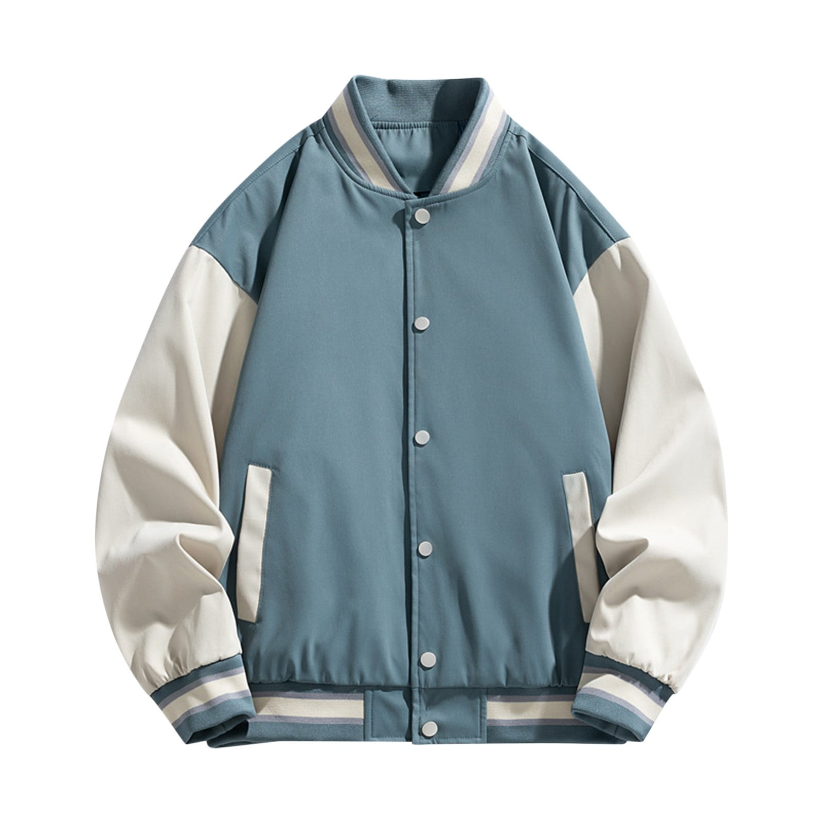 Olyvenn Fashion Mens Fashion Varsity Jacket Casual Slim Fit Cotton ...