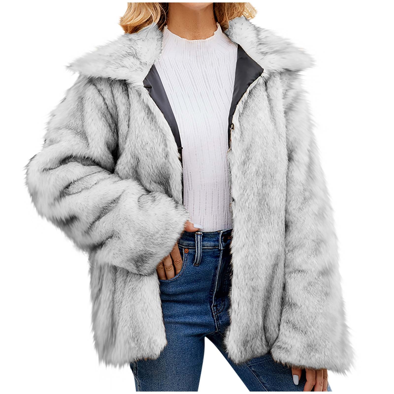 Olyvenn Faux Fur Coats for Women 2025 Long Sleeve Trendy Winter ...