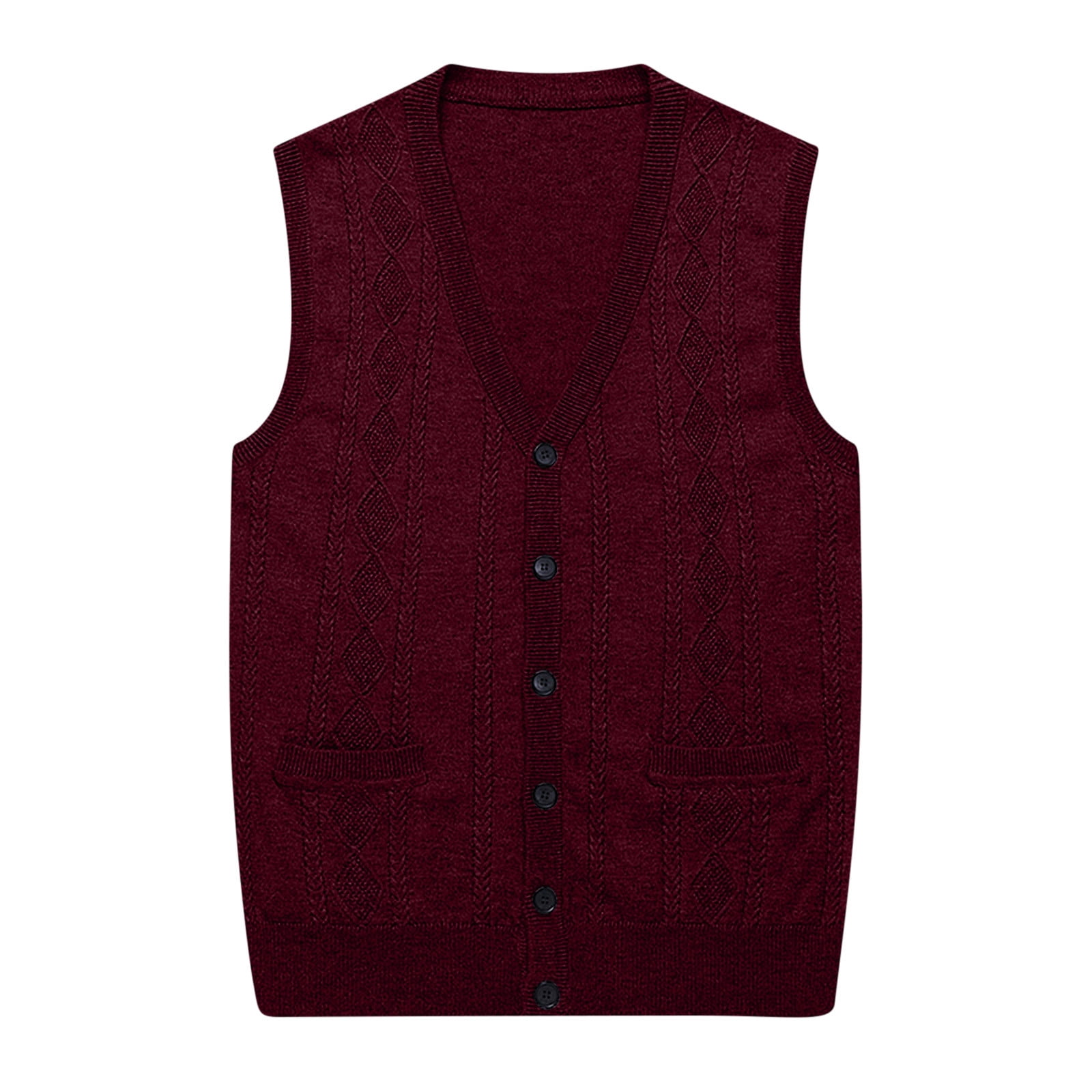 Olyvenn Men Knit Vest Sleeveless Cardigan Sweater Zip Up V Neck Pockets ...