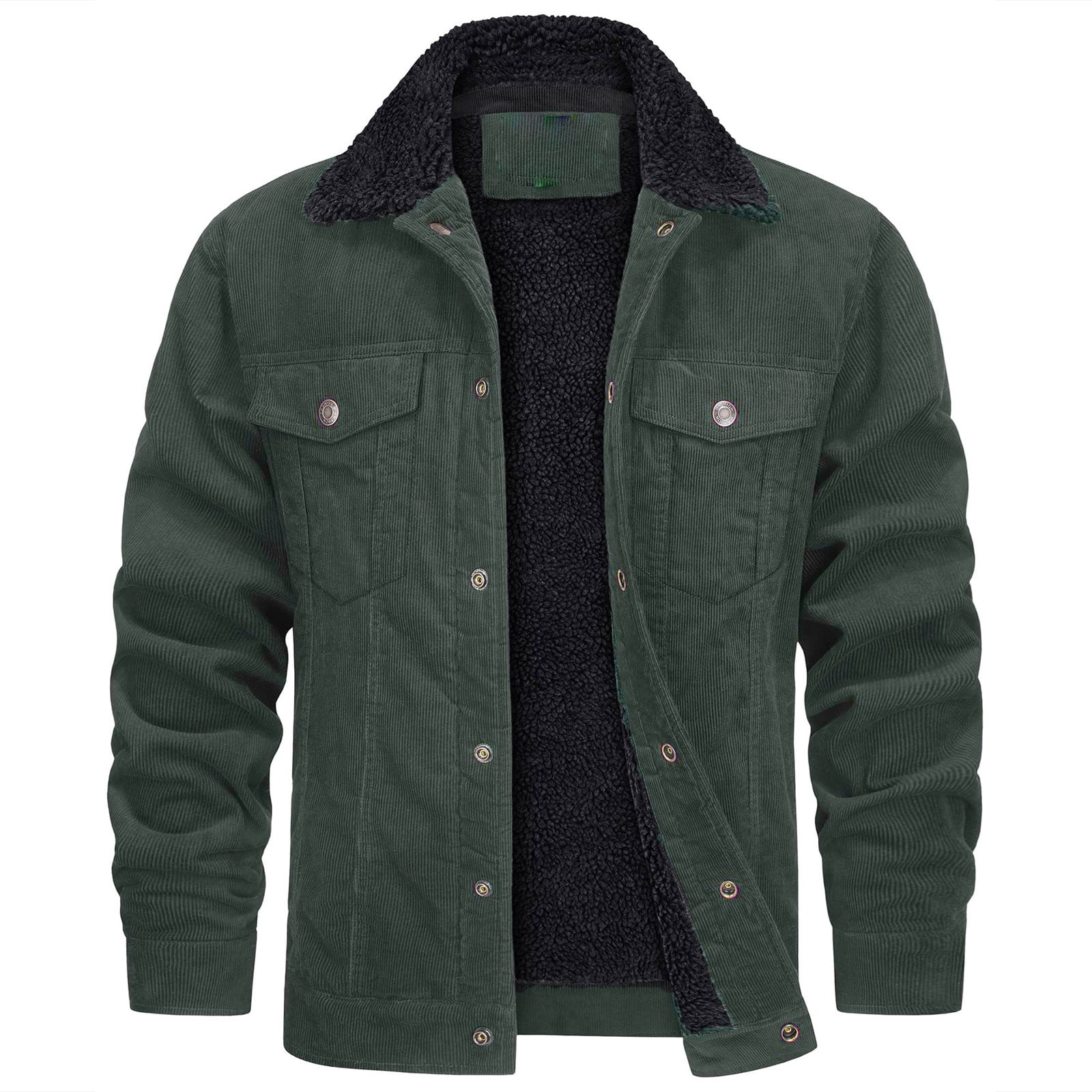 Olyvenn Men's Corduroy Jacket Sherpa Lined Fleece Trucker Jackets ...