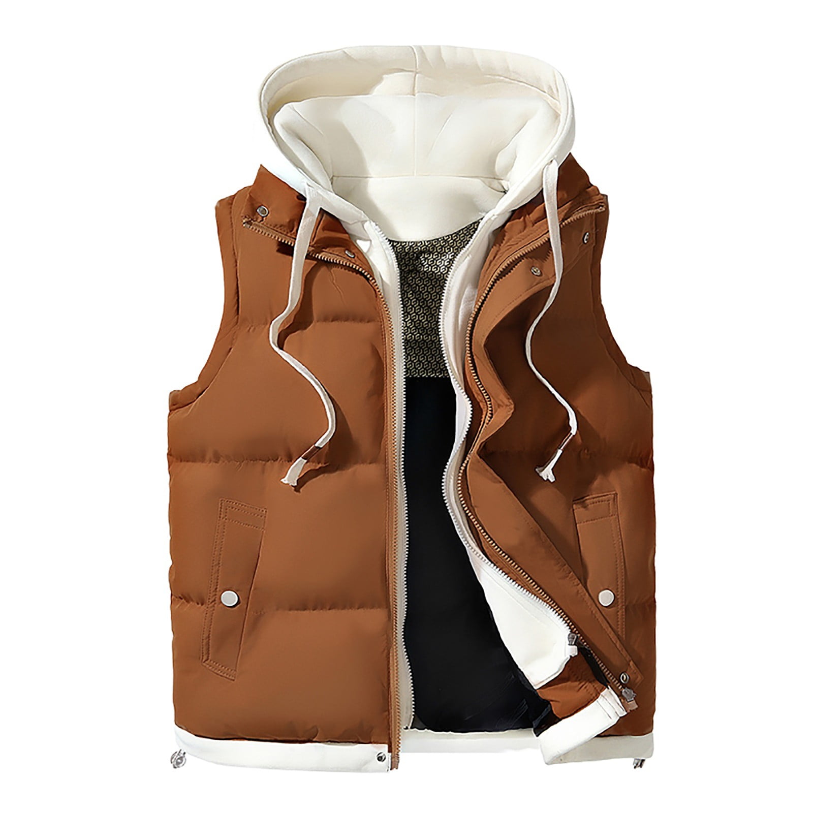 Olyvenn Men's Hooded Puffer Vest Packable Down Vest Zip Up Sleeveless ...