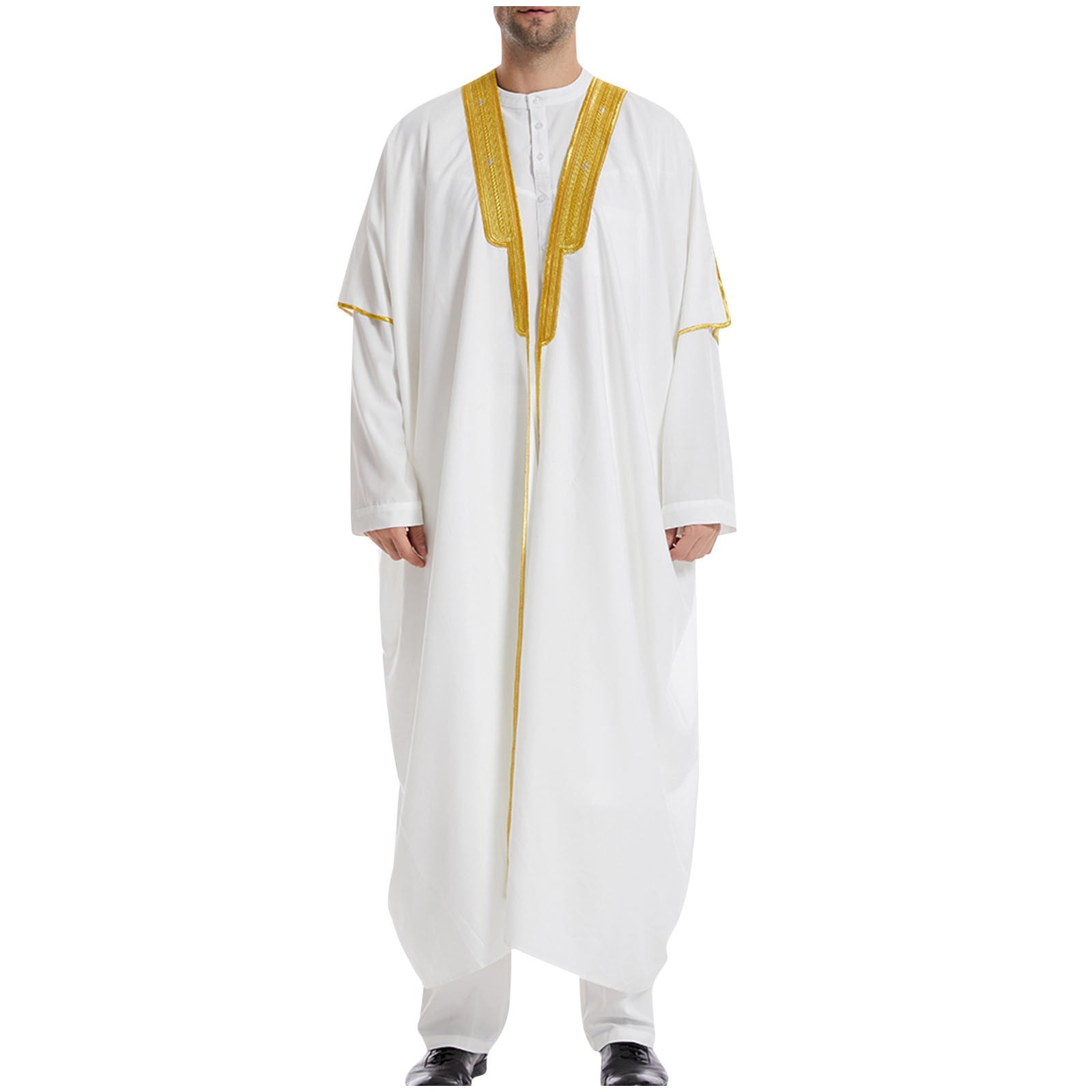 Olyvenn Men's Thobe Jubba Thawb Dishdasha Long Sleeve Muslim Islam ...