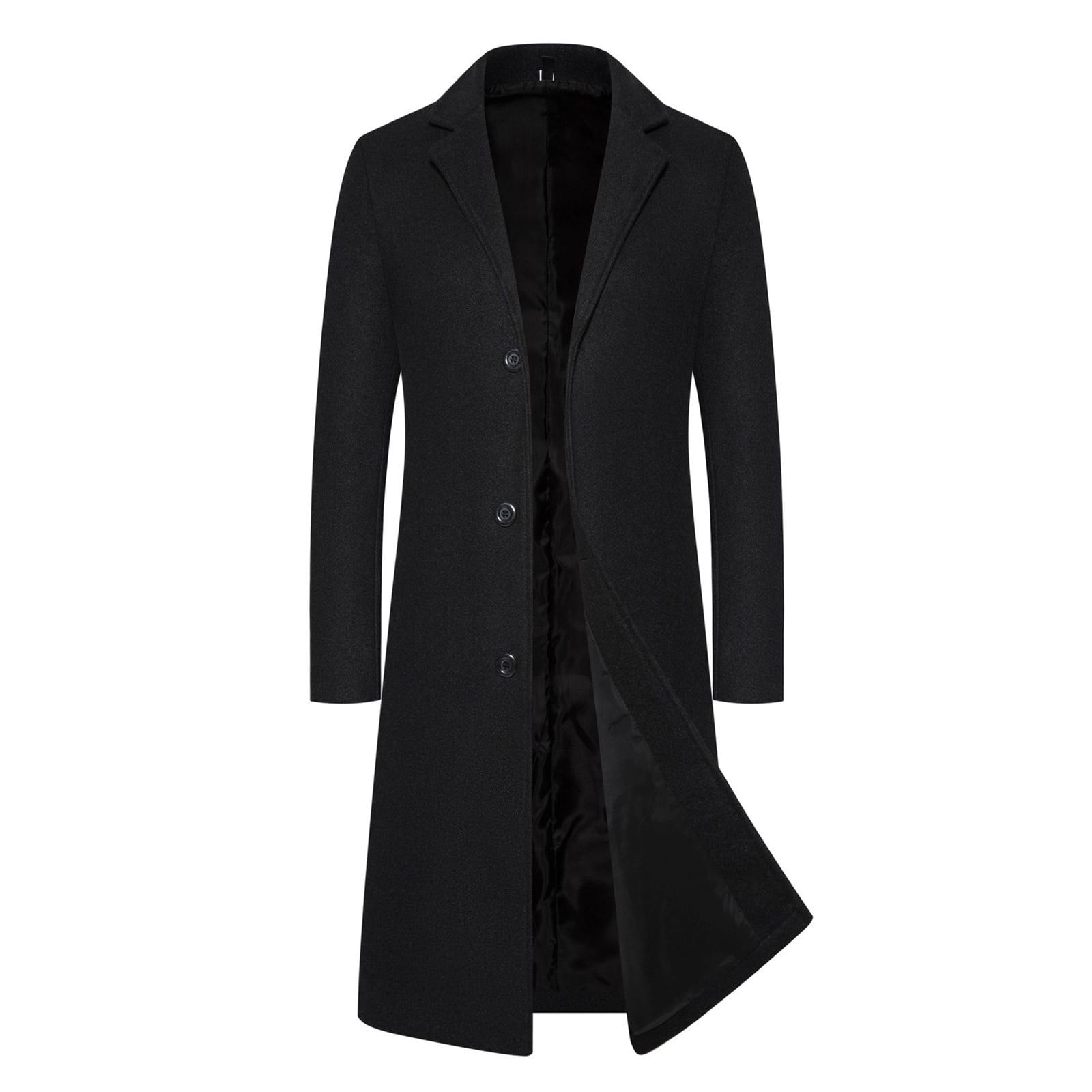 Olyvenn Men's Wool Blend Pea Coat Notched Collar Single Breasted ...