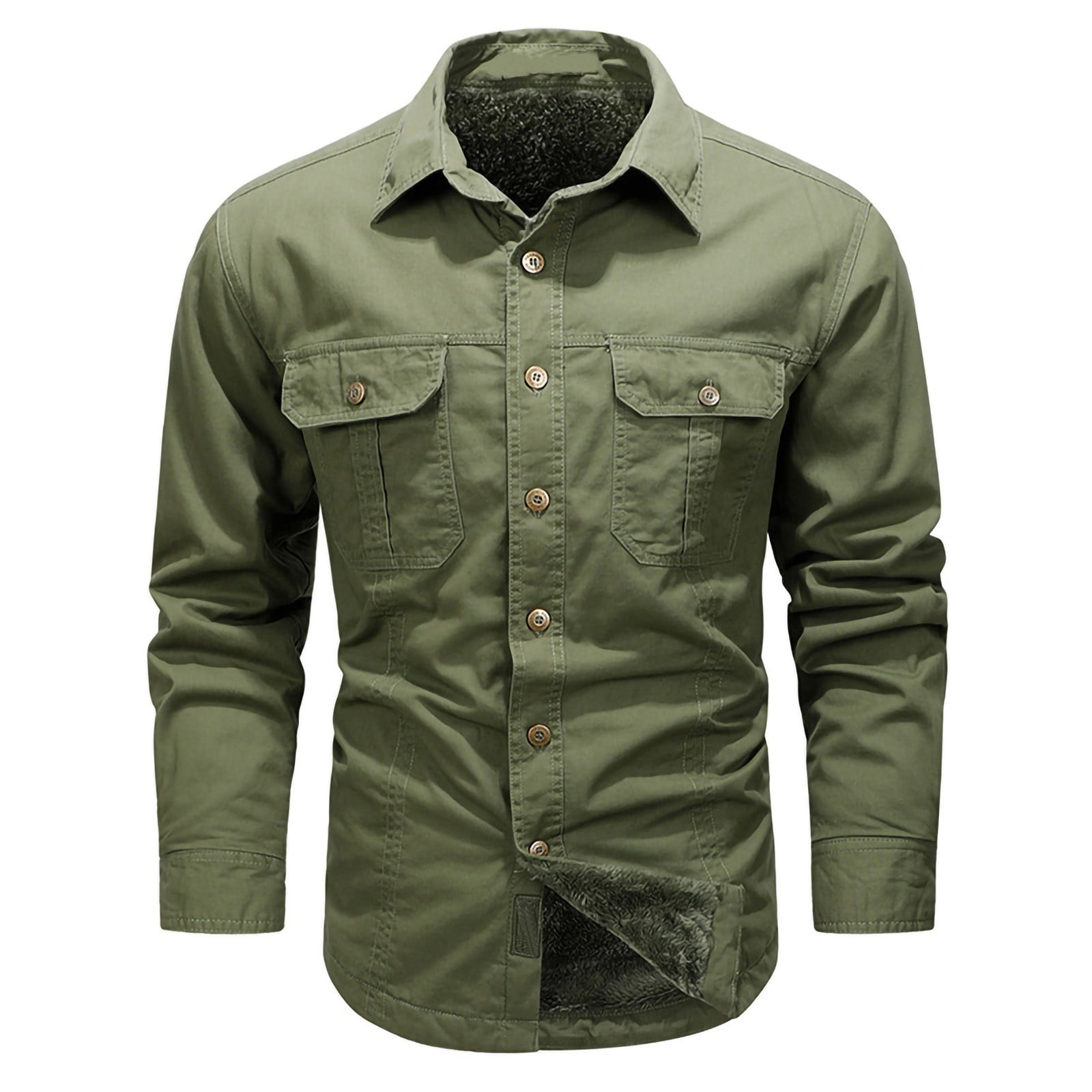 Olyvenn Mens Button up Long Sleeve Cargo Shirts Tactical Military ...