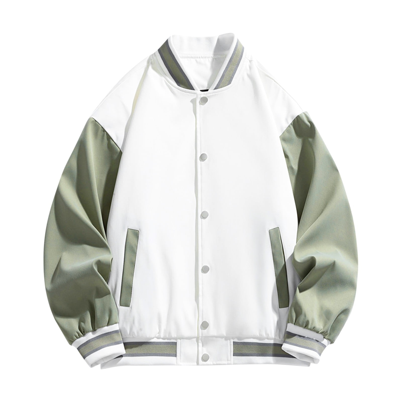 Olyvenn Mens Fashion Varsity Jacket Casual Slim Fit Cotton Bomber ...
