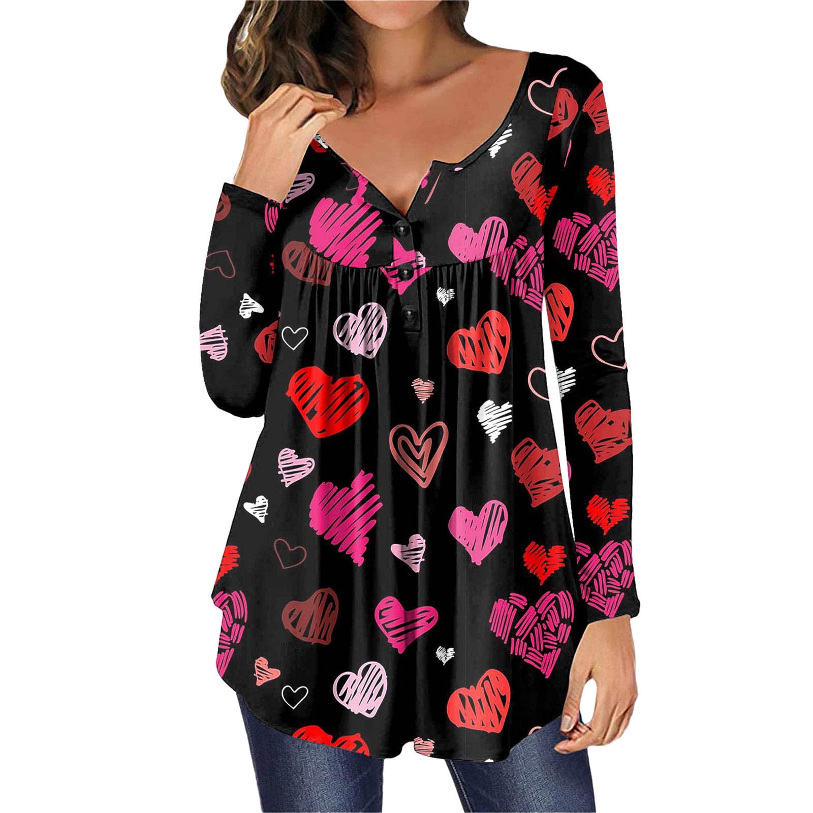 Olyvenn Reduced Tunic T Shirts For Women Pleated Blouse Tops Fashion