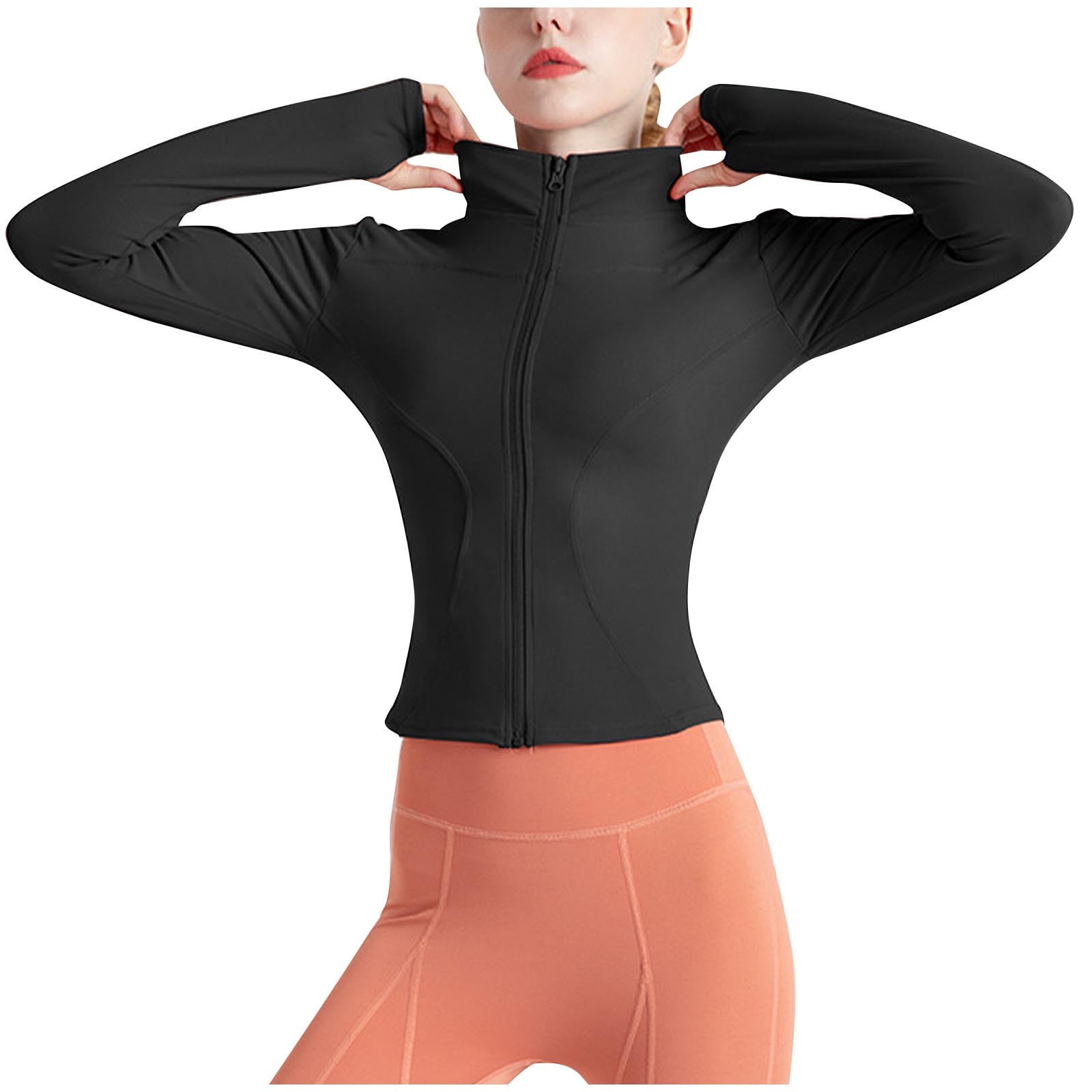 Olyvenn Fashion Women's Slim Fit Lightweight Athletic Full Zip Stretchy ...