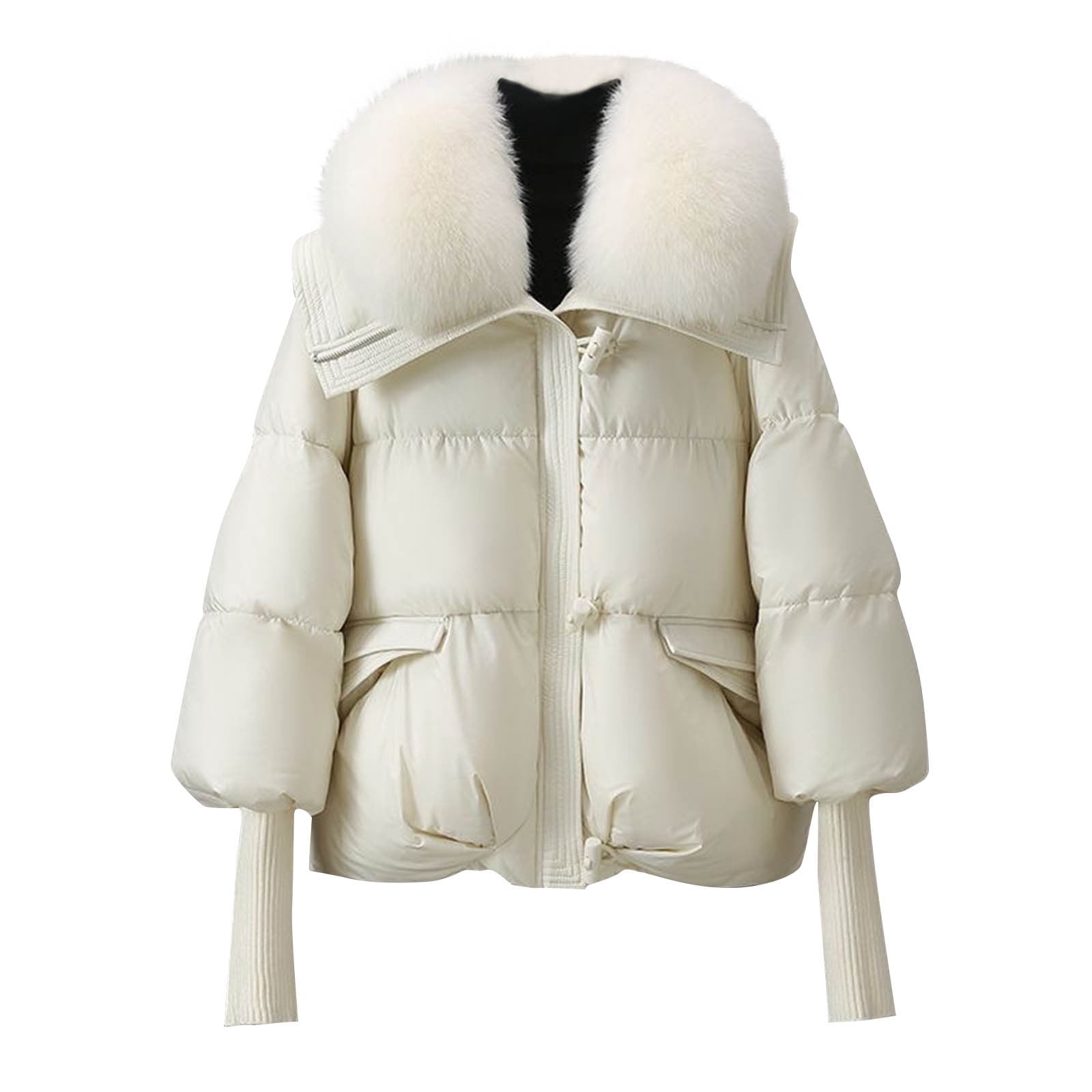 Olyvenn Winter Coats for Women with Faux Fur Hood Thicken Warm Puffer ...