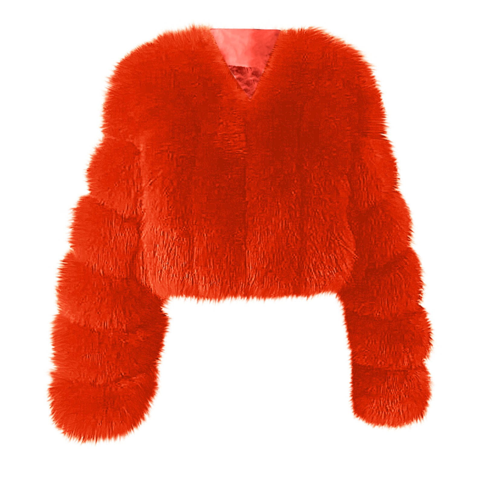 Olyvenn Women Fluffy Faux Fur Coat Cropped Jacket Puffer Jacket Zip Up ...