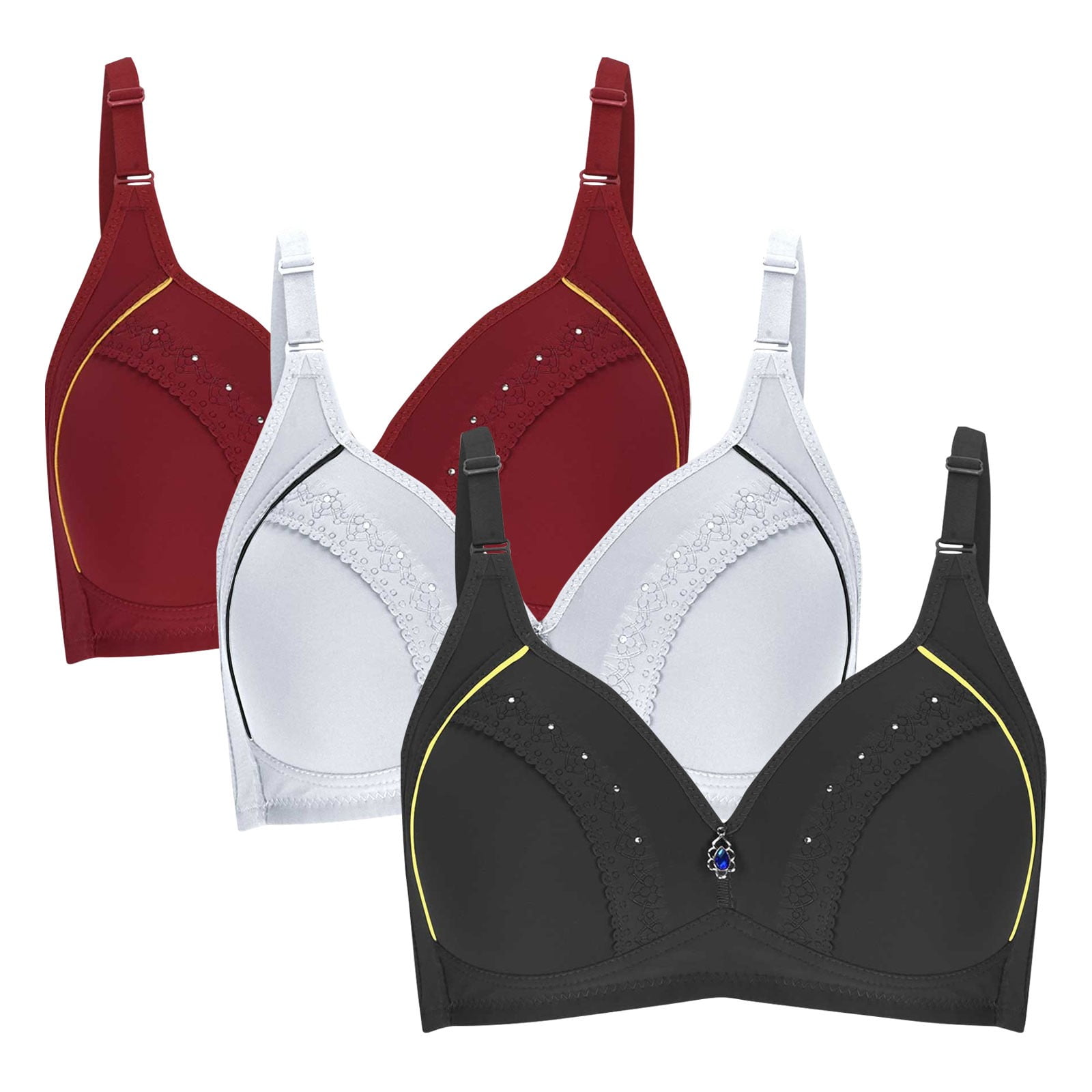Olyvenn Women's 3 Packs Bras Push Up Padded Bralette Wirefree Brassiere ...
