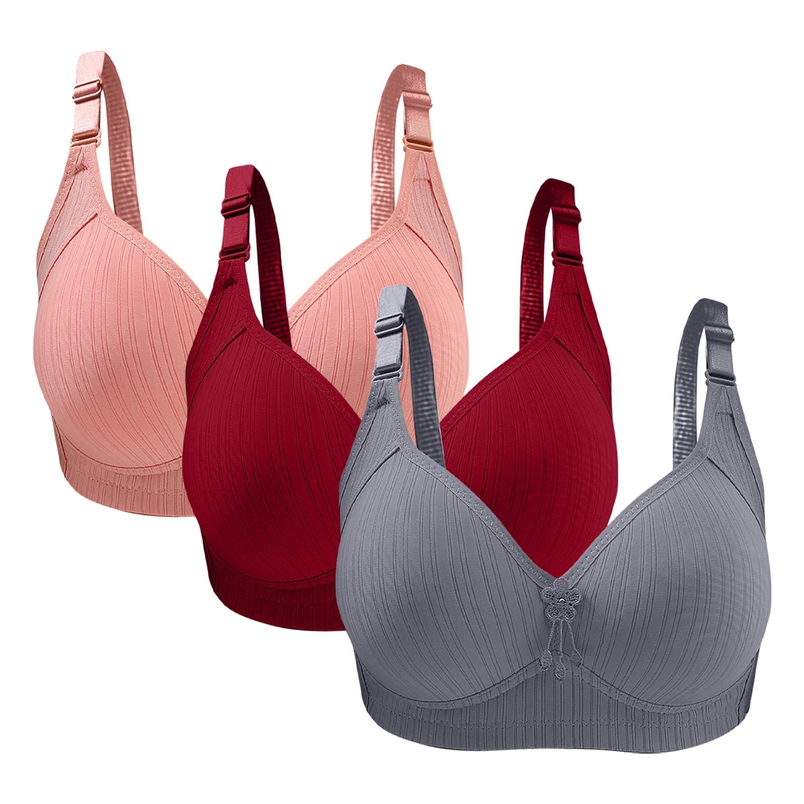 Olyvenn Women's Bras 3-Pack Lightly Padded Wirefree Unlined Full ...