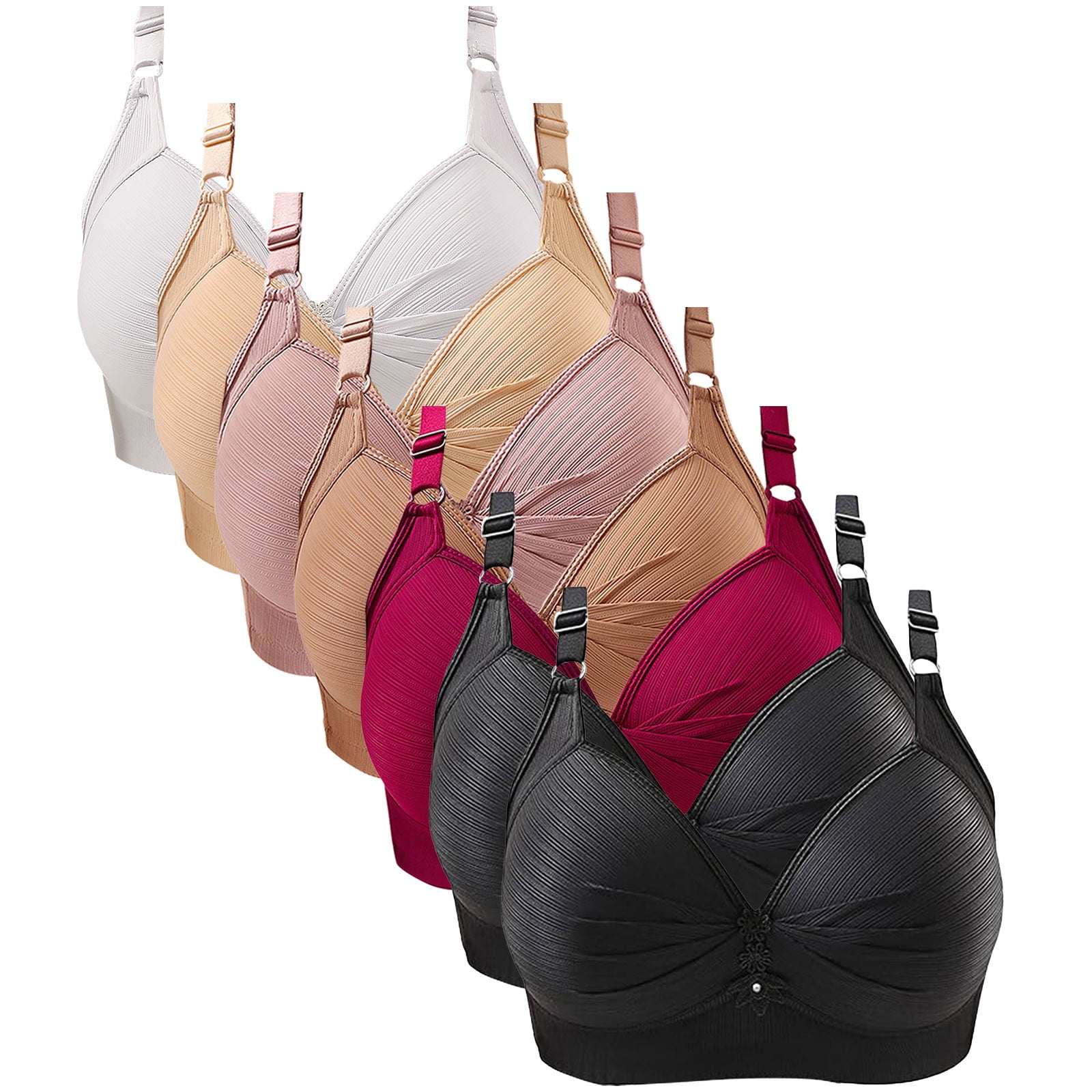 Olyvenn Women's Bras Push Up Lightly Padded Wirefree Seamless Brassiere ...