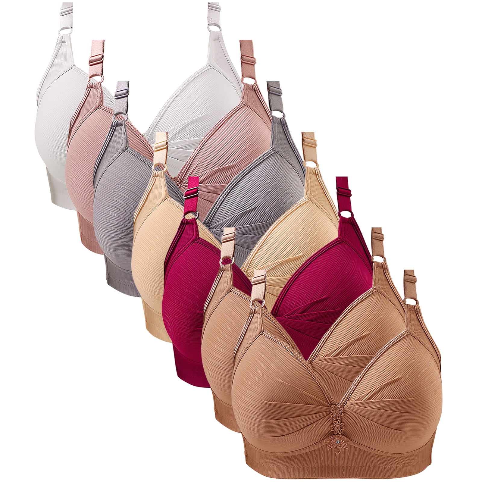 Olyvenn Women's Bras Push Up Lightly Padded Wirefree Seamless Brassiere ...