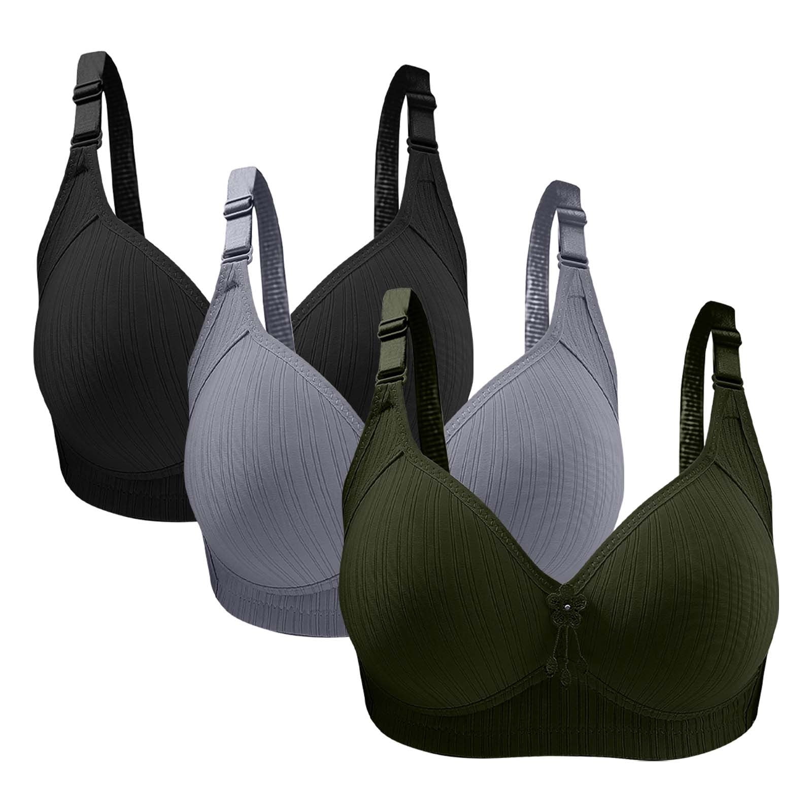 Olyvenn Women's Cotton Bras 3-Pack Lightly Lined Wirefree Bras Full ...