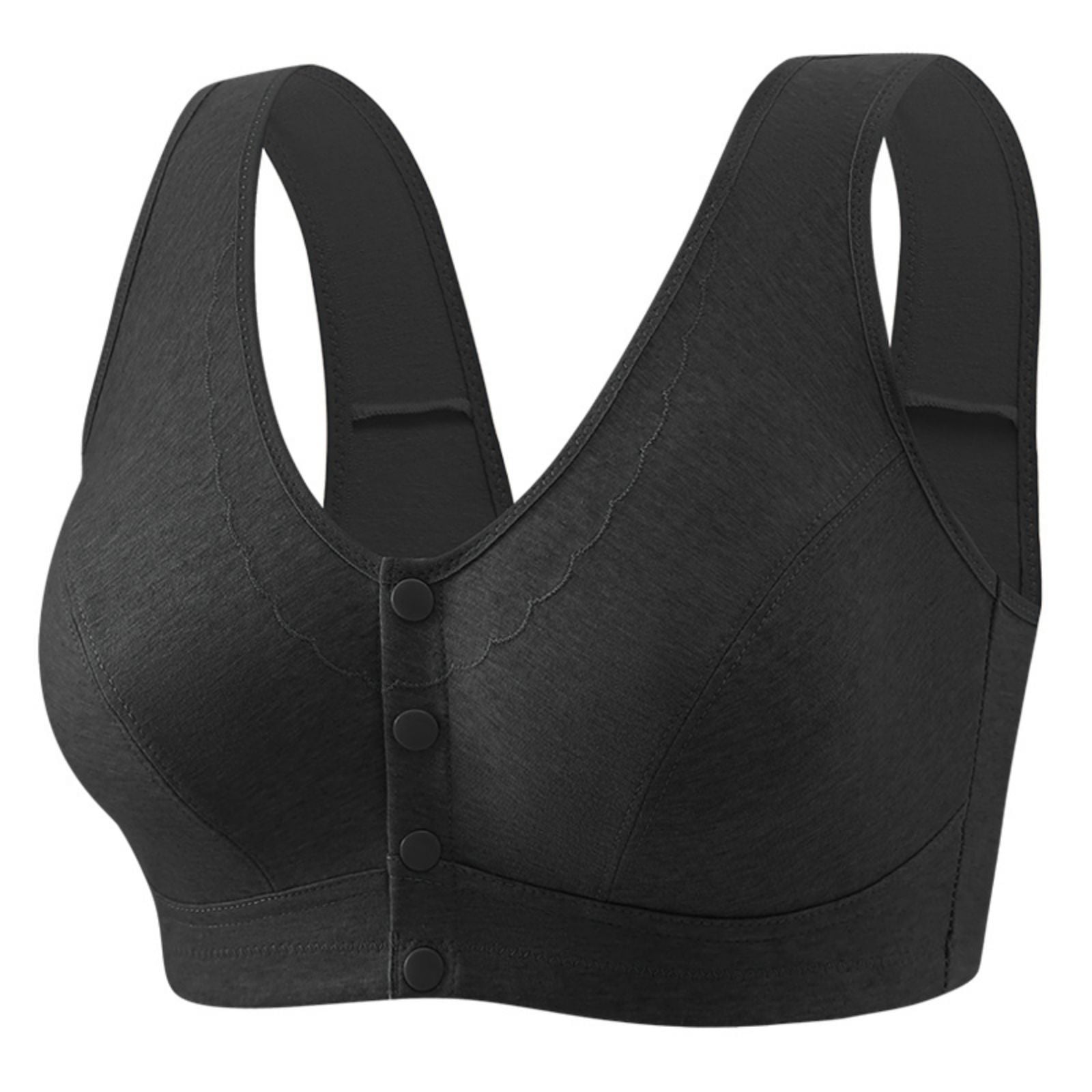 Olyvenn Women's Front Closure Comfort Cotton Bra Wirefree Lightly ...