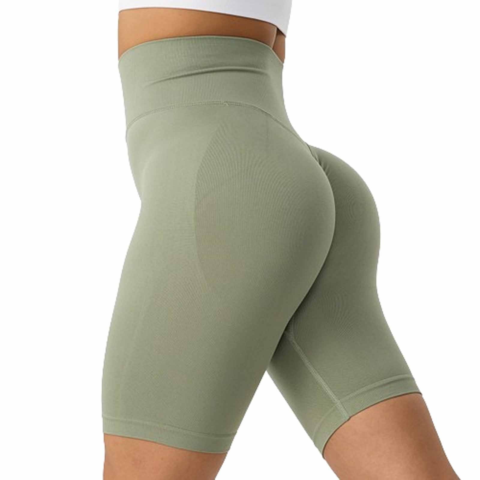 Olyvenn Women's High Waist Seamless Yoga Shorts Tummy Control Workout ...
