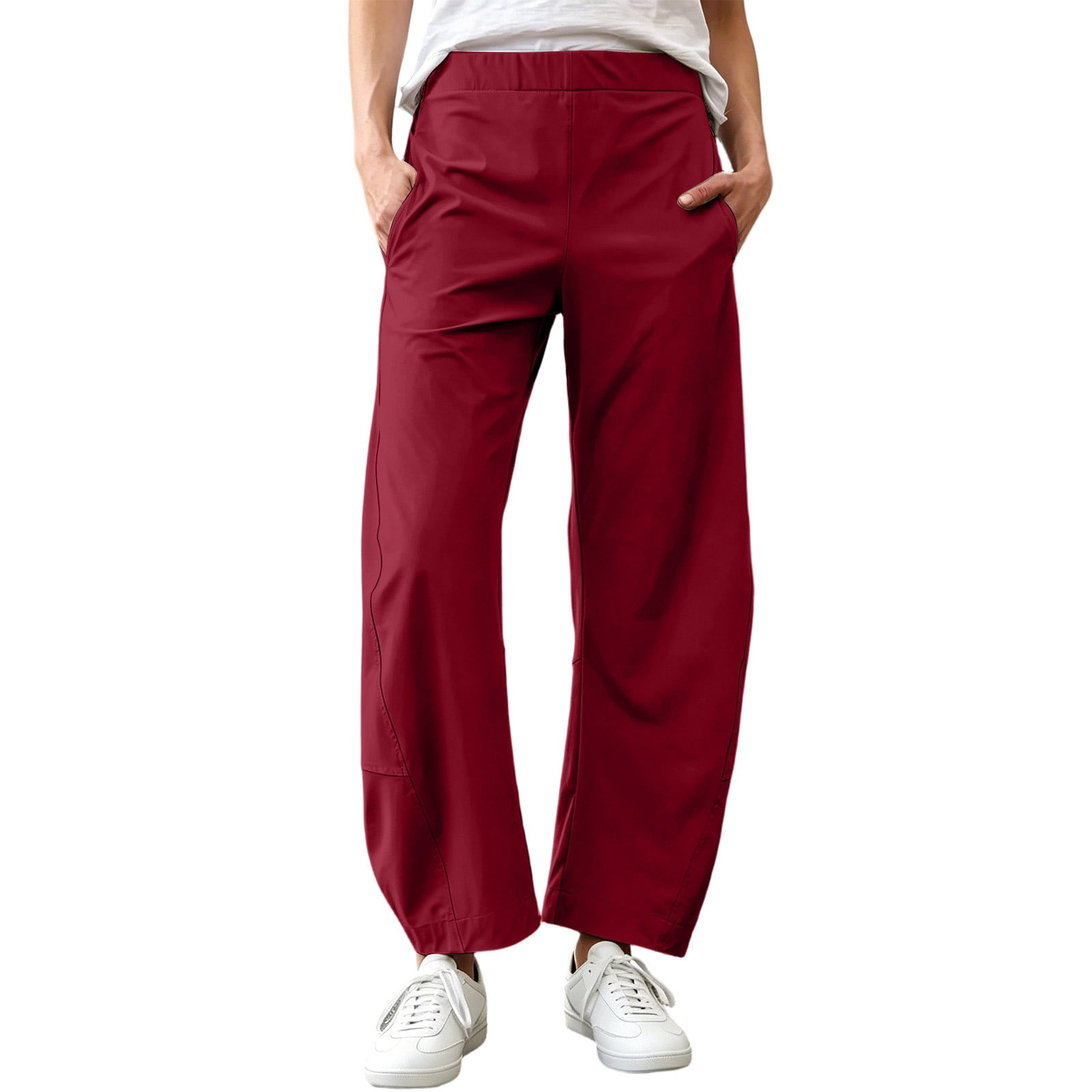 Olyvenn Women's Quick Dry Harem Pants, Elastic Waist, Curved Leg Design ...