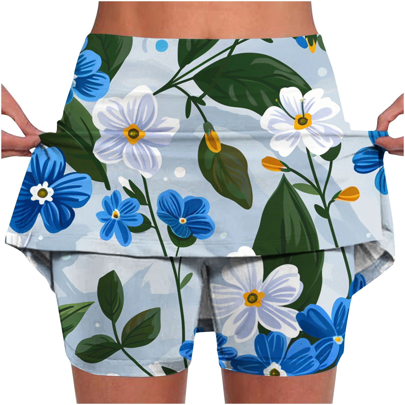 Olyvenn Women's Summer Skort Floral Shorts with Pockets High Waist ...