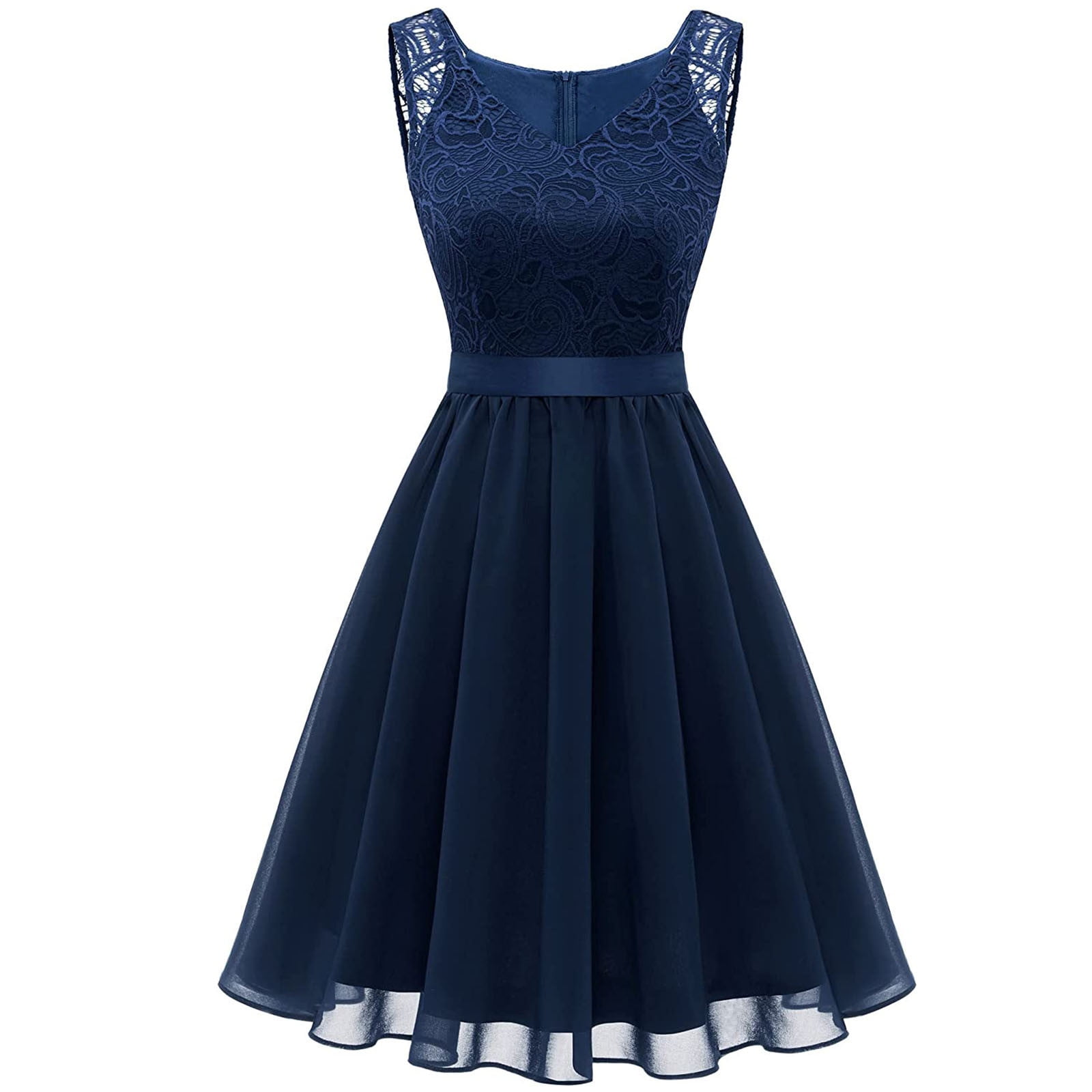 Olyvenn Womens Cocktail Prom Ball Gown Evening Dress High Waist Pleated Swing Slim Fit Flowy