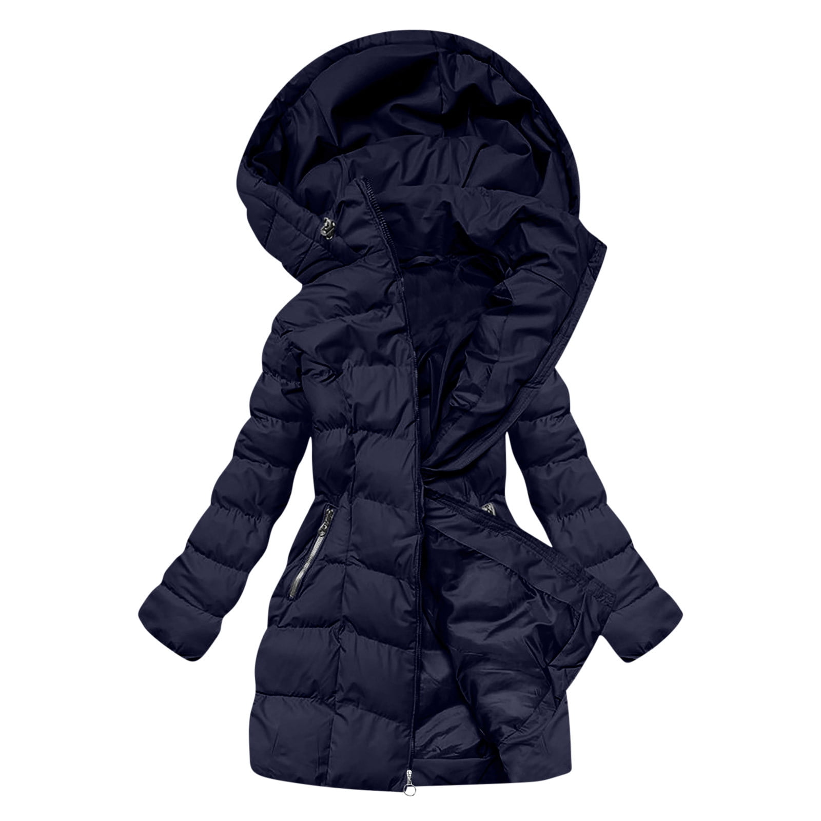 Olyvenn Womens Cotton Coats Casual Zip Up Hooded Thicken Jackets with Pockets Warm Lounge Winter ...