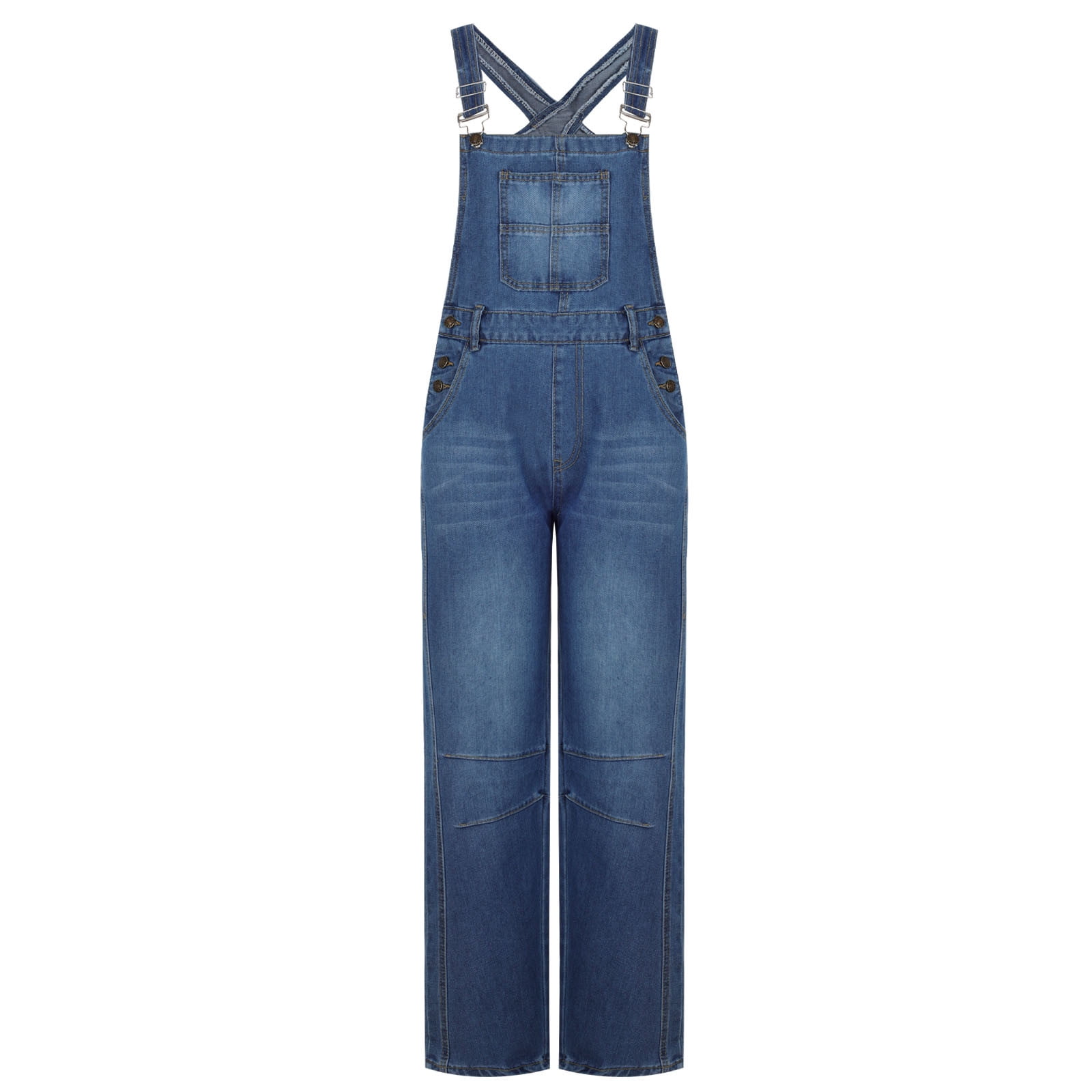 Olyvenn Womens Jean Overalls Loose Fit Adjustable Strap Denim Jumpsuits ...