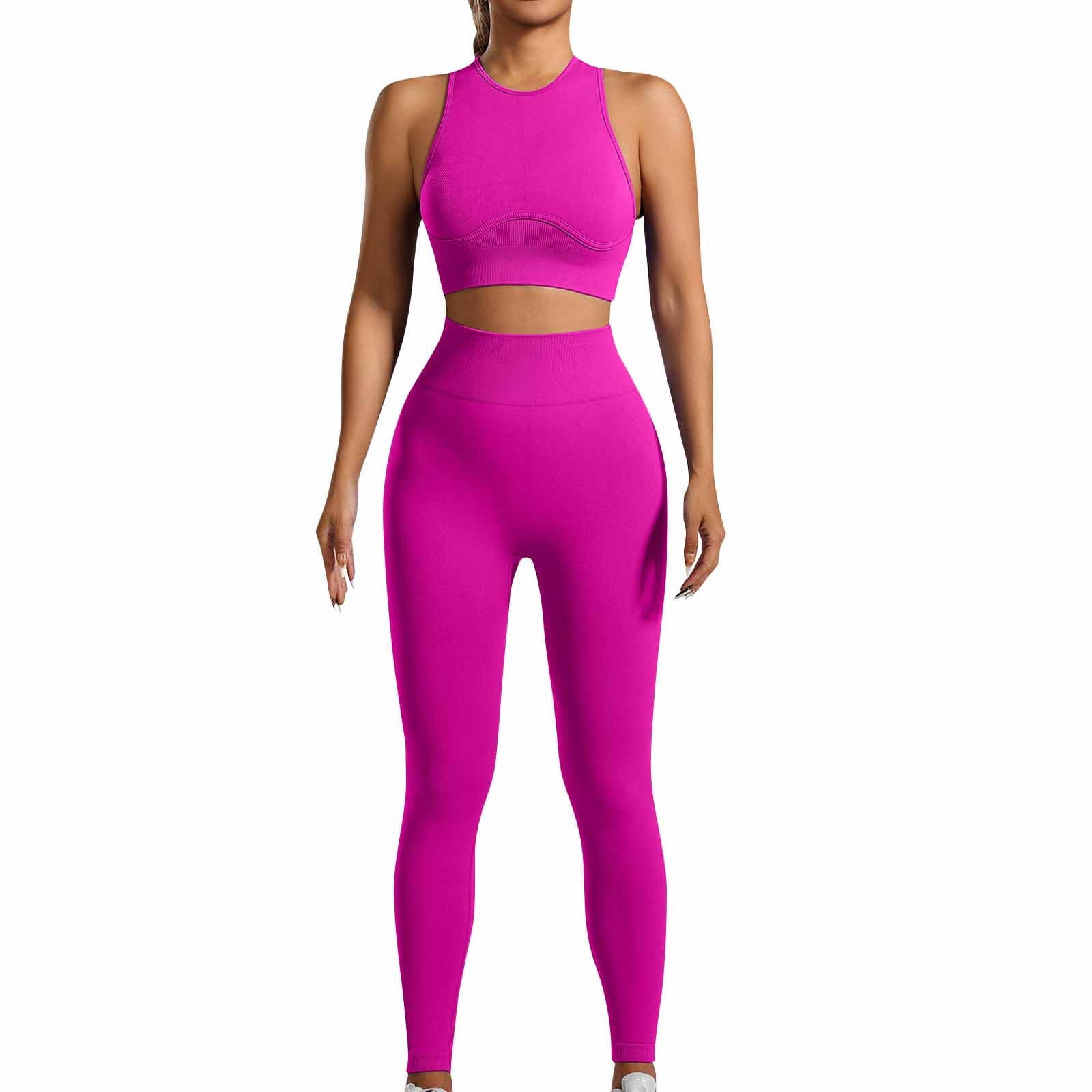 Olyvenn Womens Seamless Workout Sets Racerback Sports Bra Crop Tank Top ...