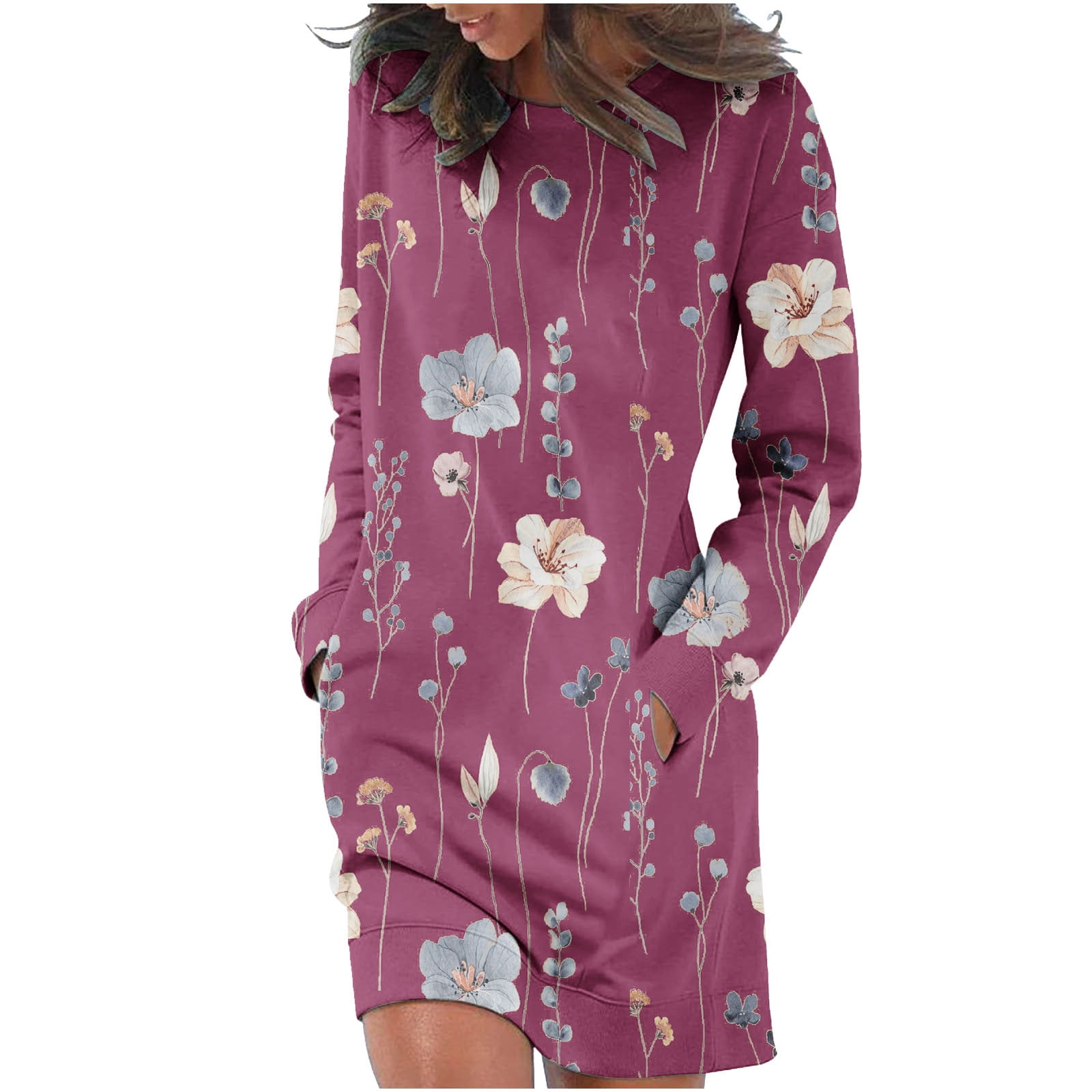 Olyvenn Womens Tunic Holiday Outing Mini Dress Slip Elegant Vintage ...