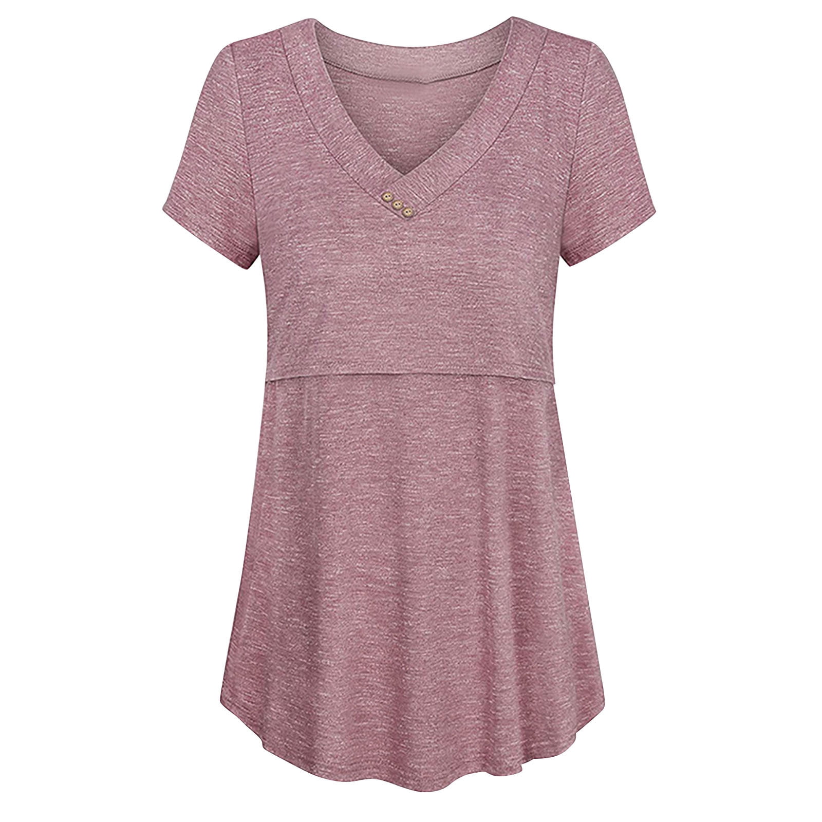 Olyvenn Womens V Neck Short Sleeve Nursing Tops Maternity Breastfeeding ...