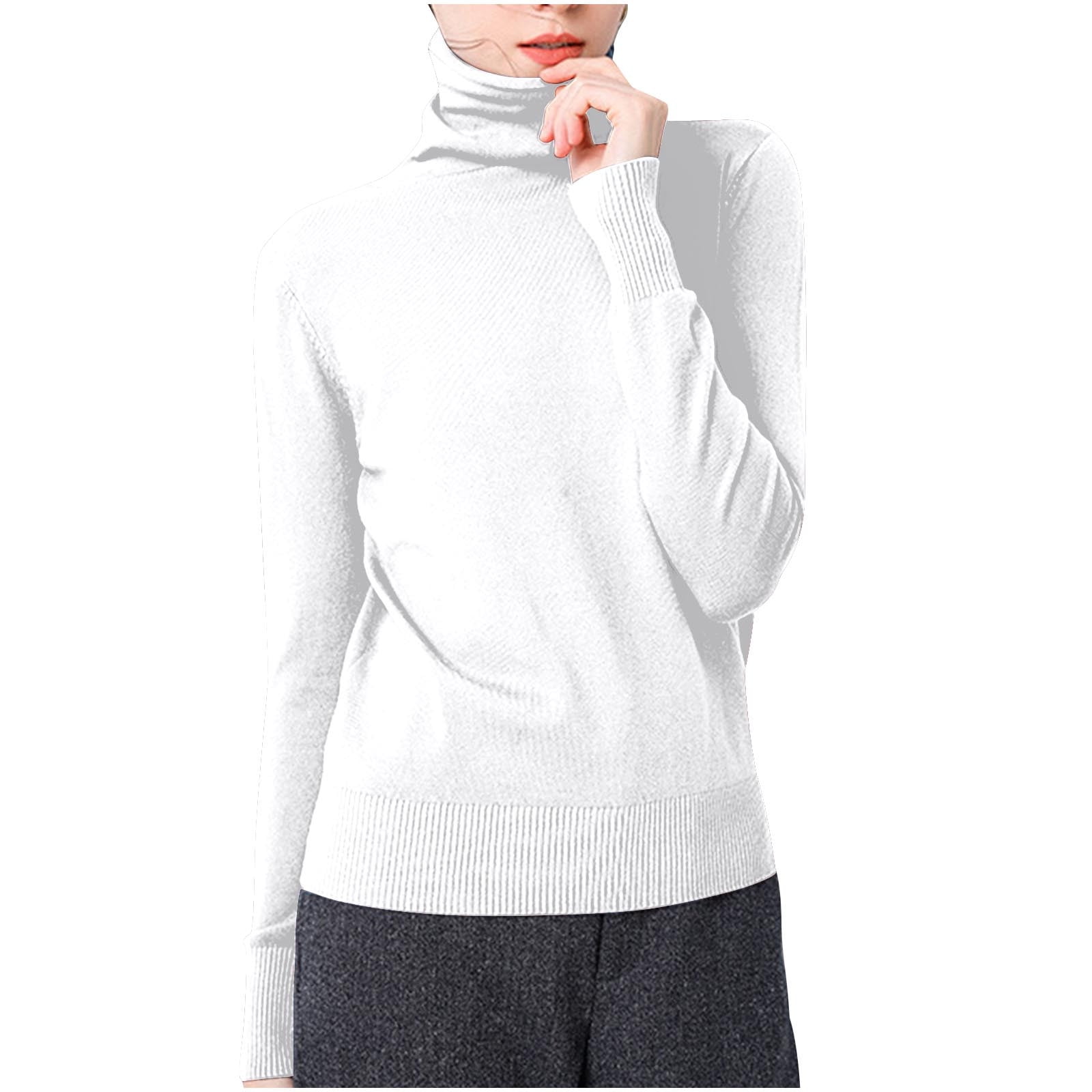 Olyvenn Work Tops for Women Long Sleeve Turtleneck Underwear Causal ...