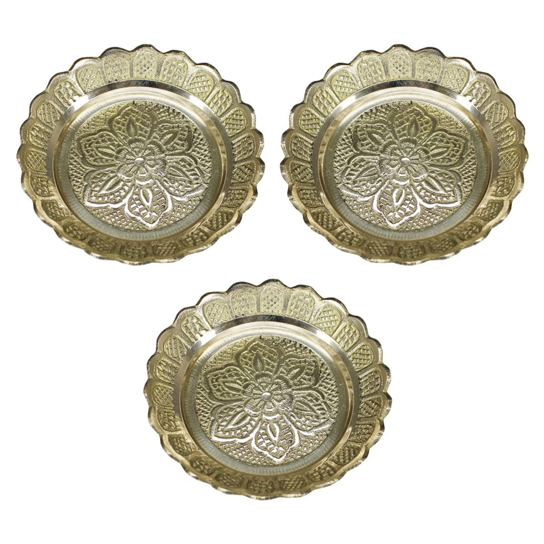 Om BhariPuri Brass Pooja Thali Puja Dish Aarti Plate for Worship and ...